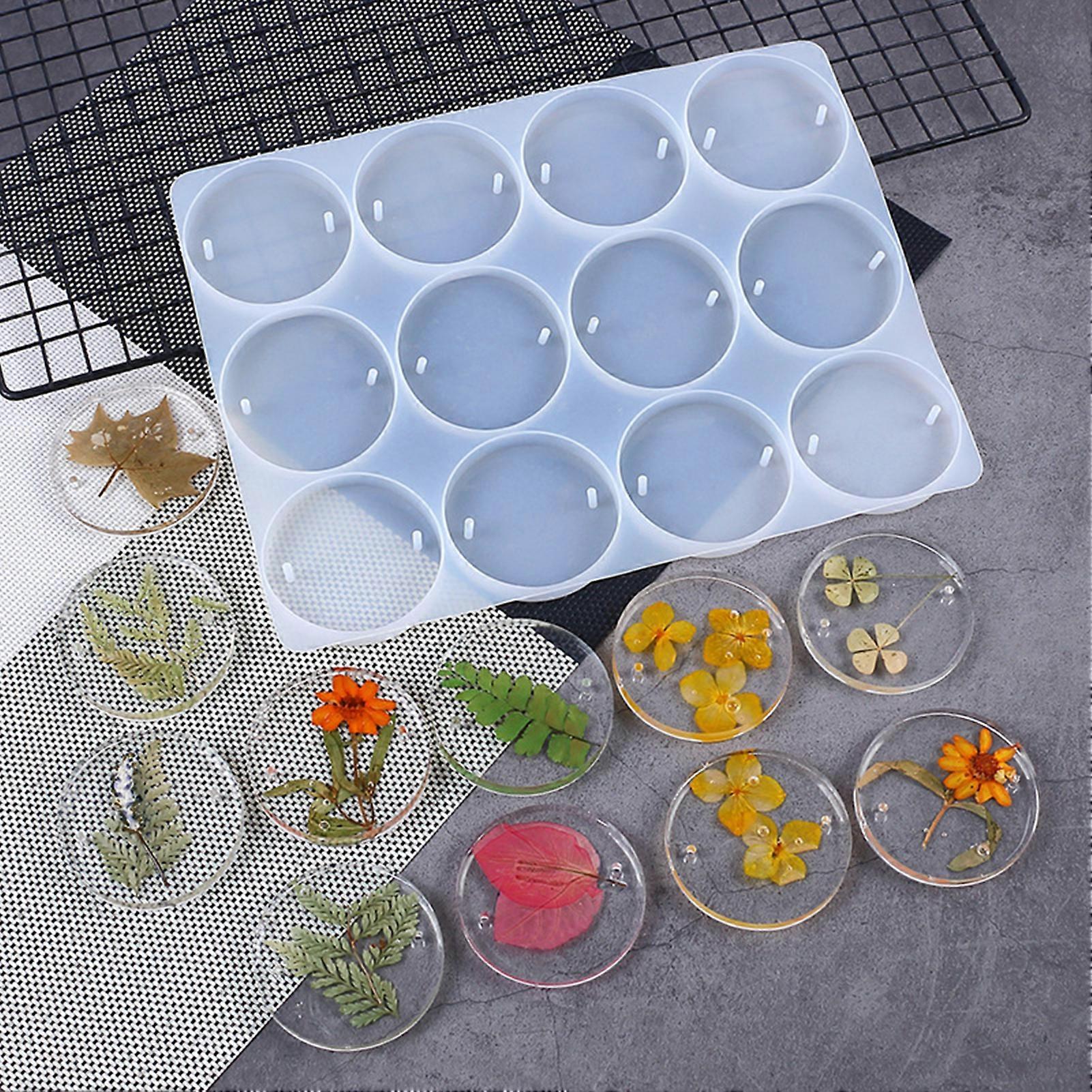 Round Silicone Mold 9 Cavity Circle Button Pendant Resin Epoxy Mold ...