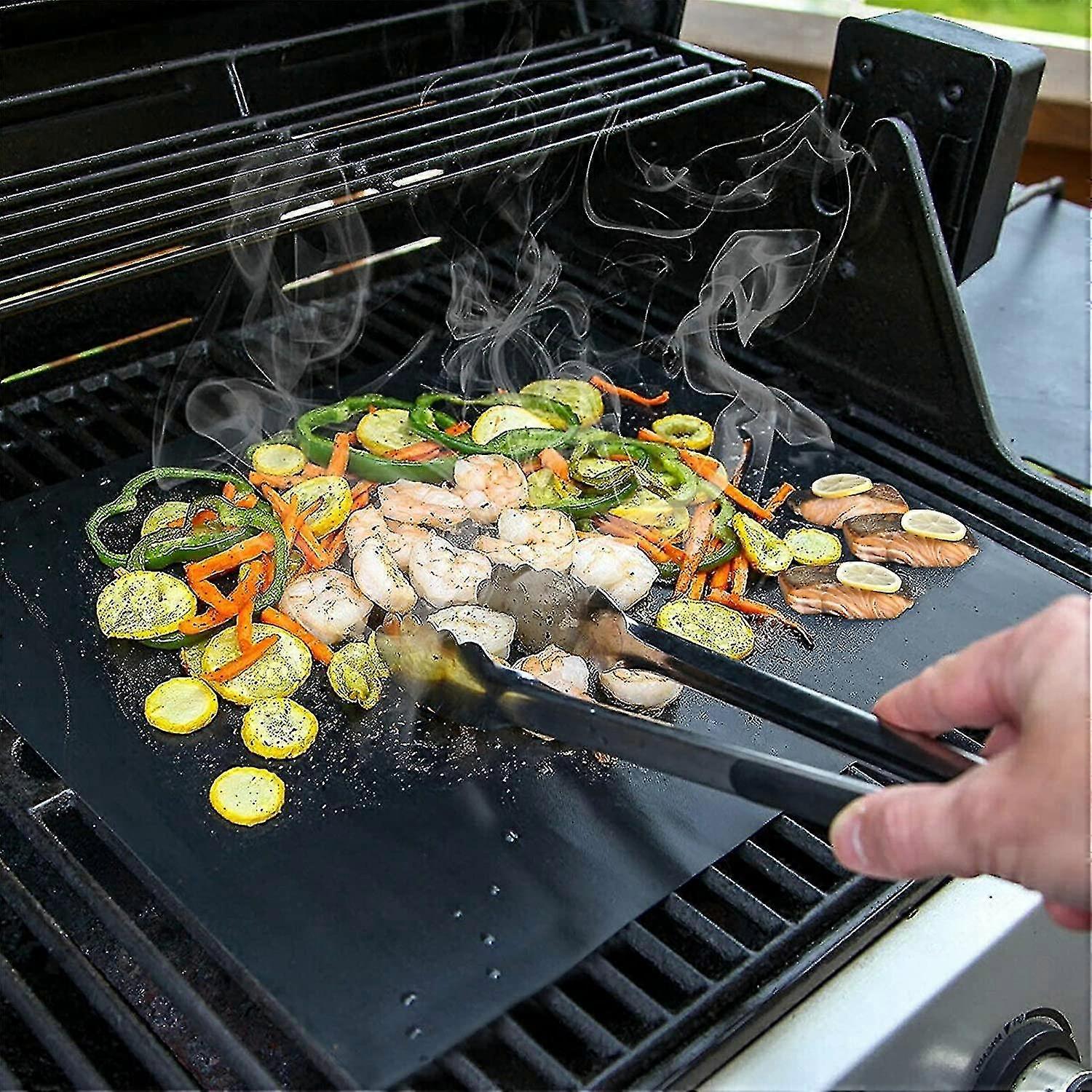 Bbq Grill Mat, Set Of 5 40x33cm 100% Non-stick Teflon Grill Mats Grill ...