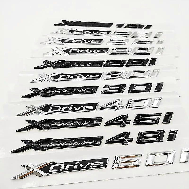 1pcs Bmw Black Chrome Xdrive Nameplate Letters Car Stickers Fender ...