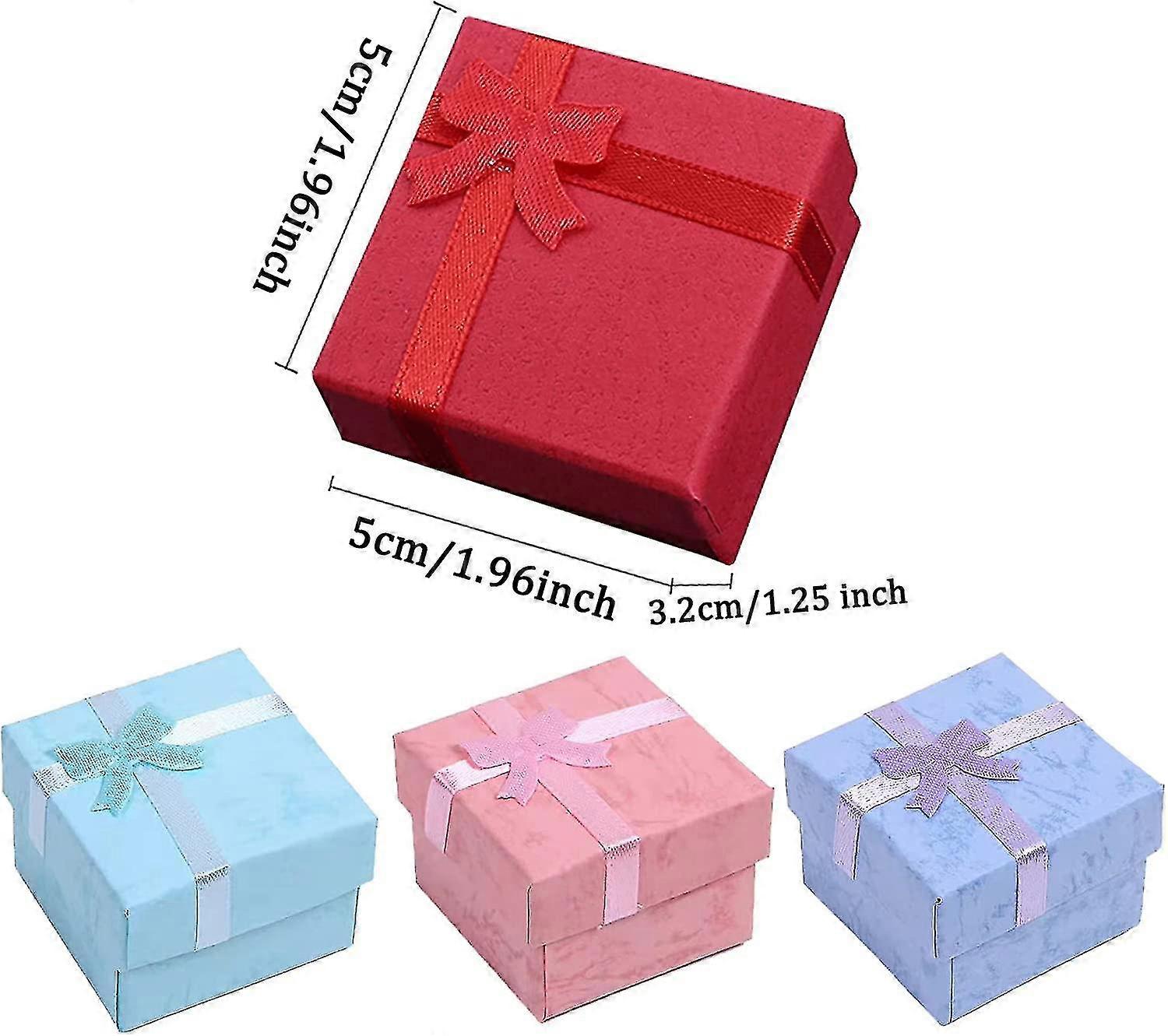 Set Of 4 Jewellery Gift Box Set With Bow Small Gift Box For Earrings ...