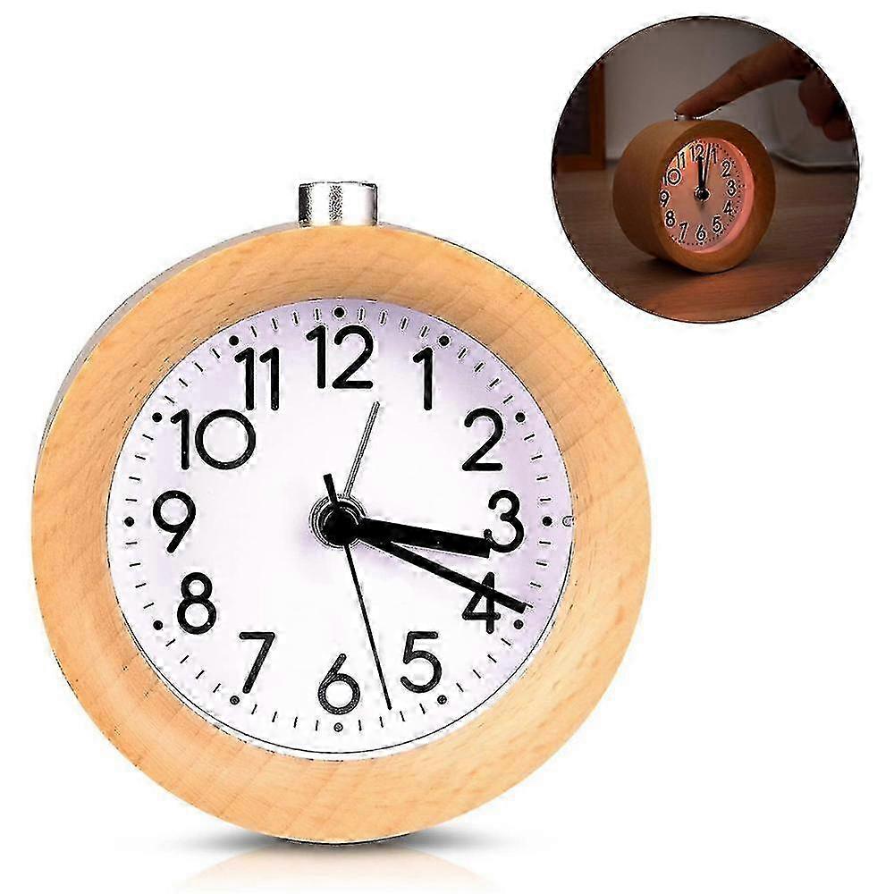 Analog Wood Alarm Clock With Snooze - Retro Clock With Alarm Light ...