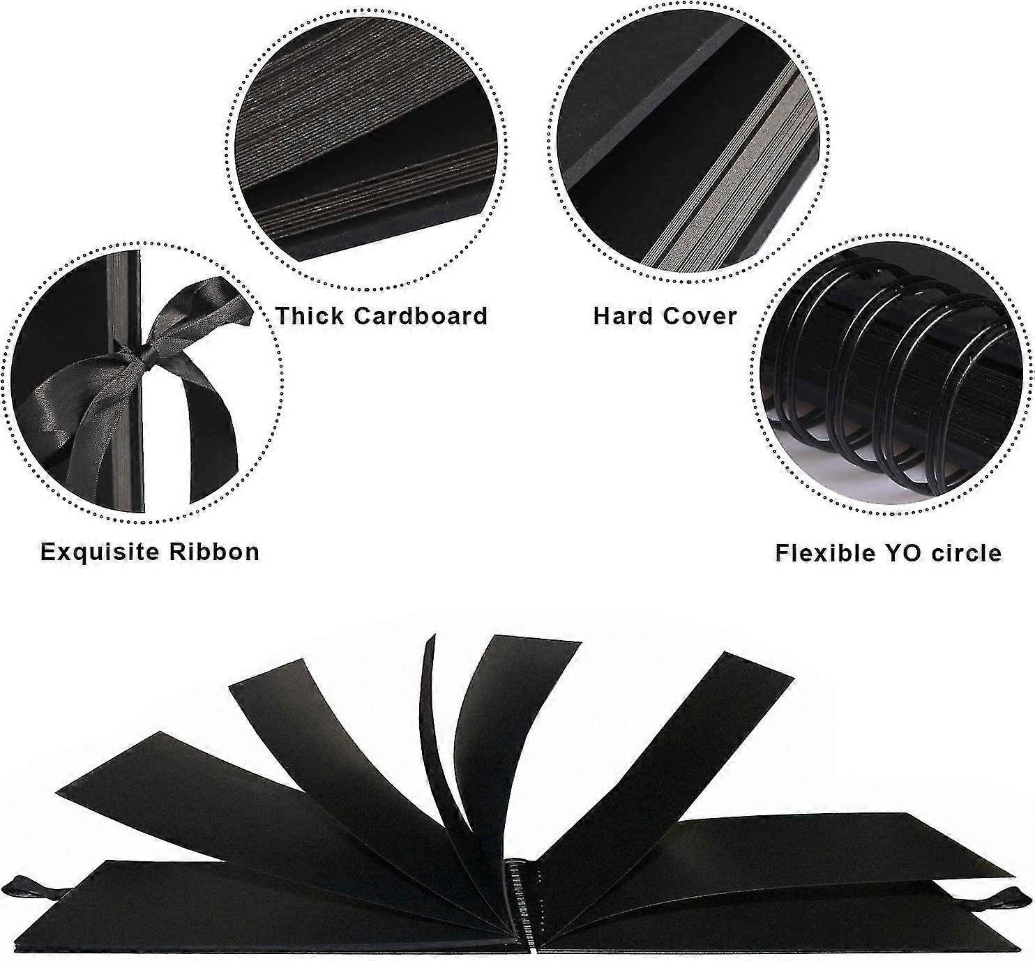 For Photo Album 80 Pages - Black Scrapbook Photo Album, 40 Sheets, 30. ...