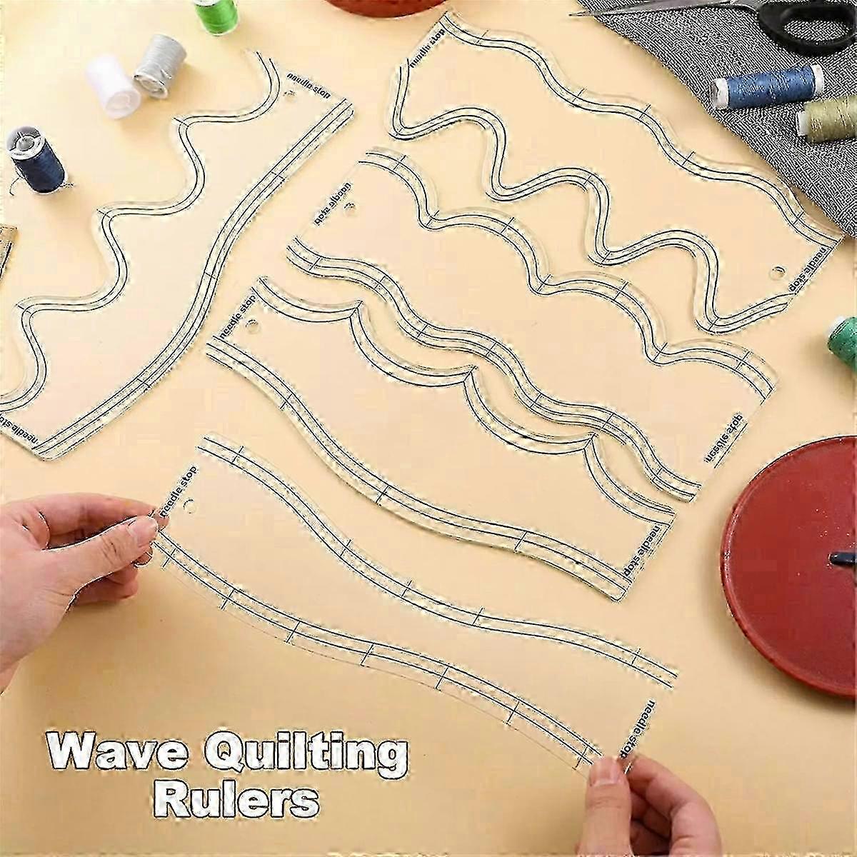5 Pcs Acrylic Wave Ruler Quilting Stencils DIY Drawing Template Measure ...