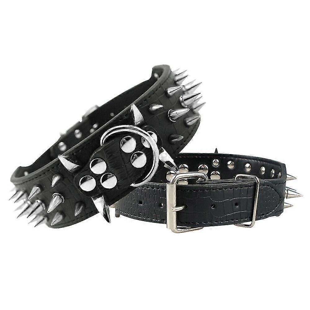 5cm Wide Cool Sharp Spiked Studded Leather Dog Collars for Pitbull ...
