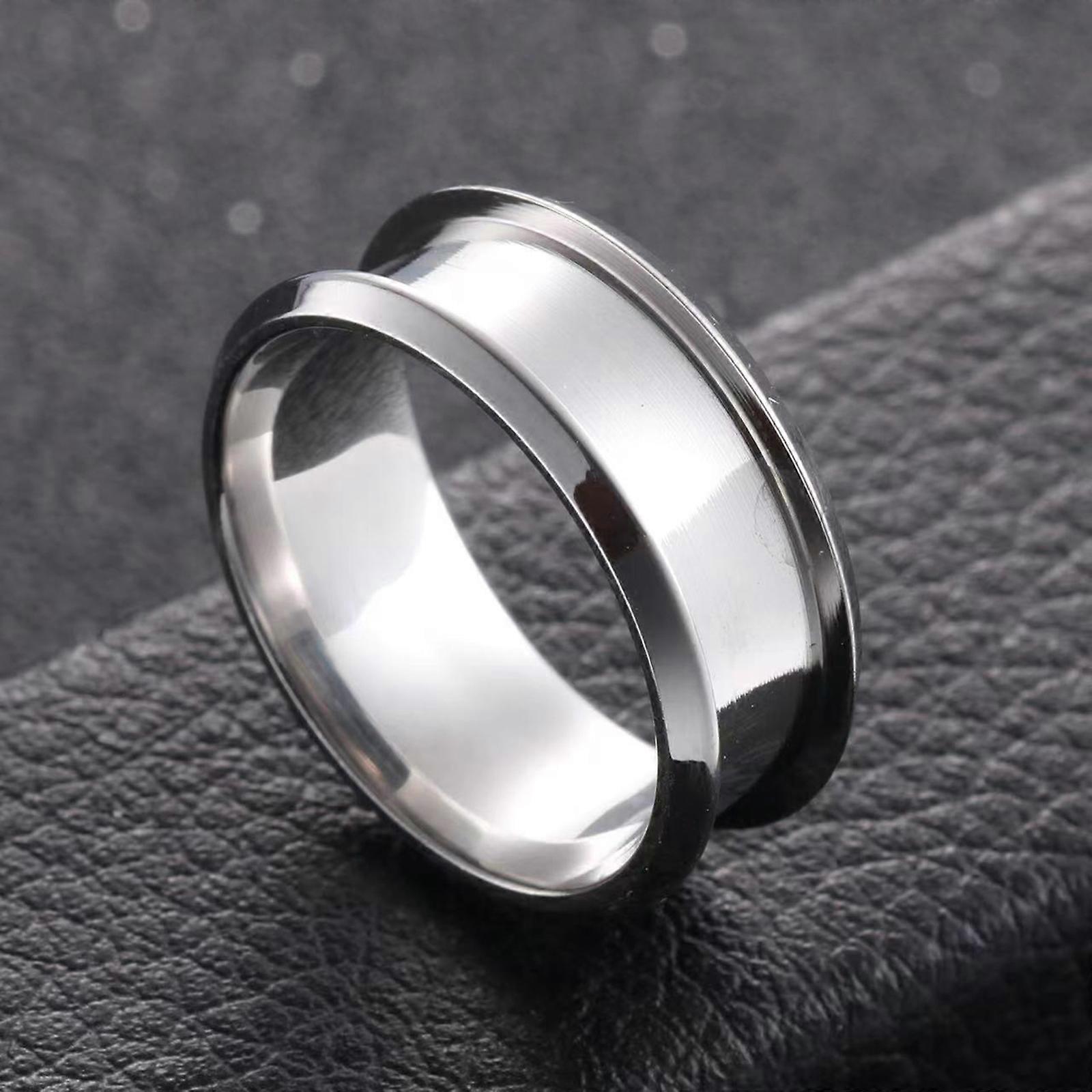 6Pieces Ring Core Blank for Inlay Ring Jewelry Making Grooved Finger ...