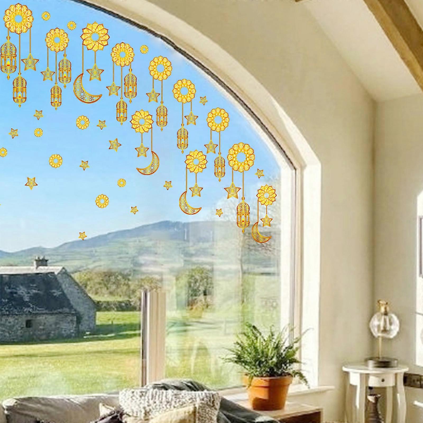 Eid Wall Stickers 2pc/set Double Side Static Electricity Moon Star ...