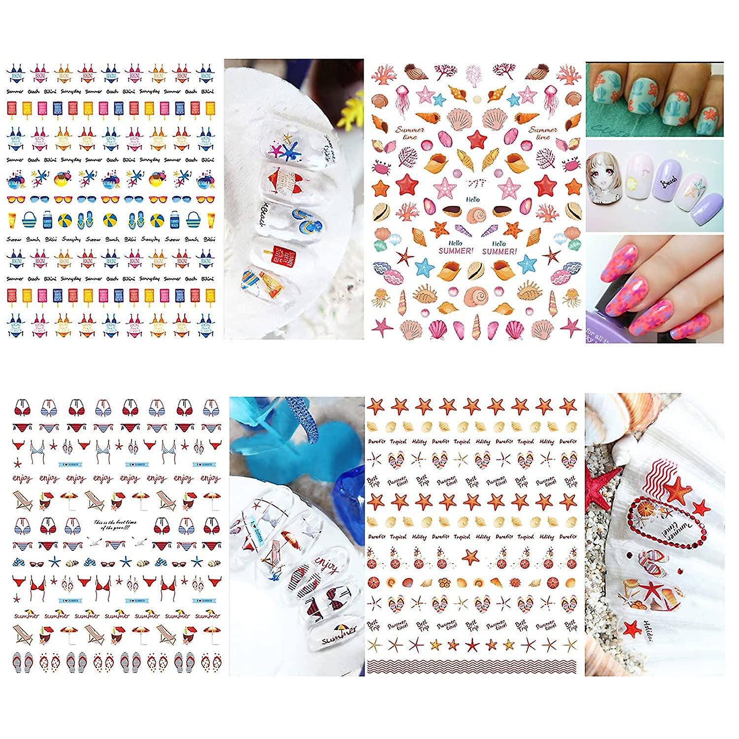 Katea Summer Nail Decals Stickers, Self-adhesive Diy Design Nail Art ...
