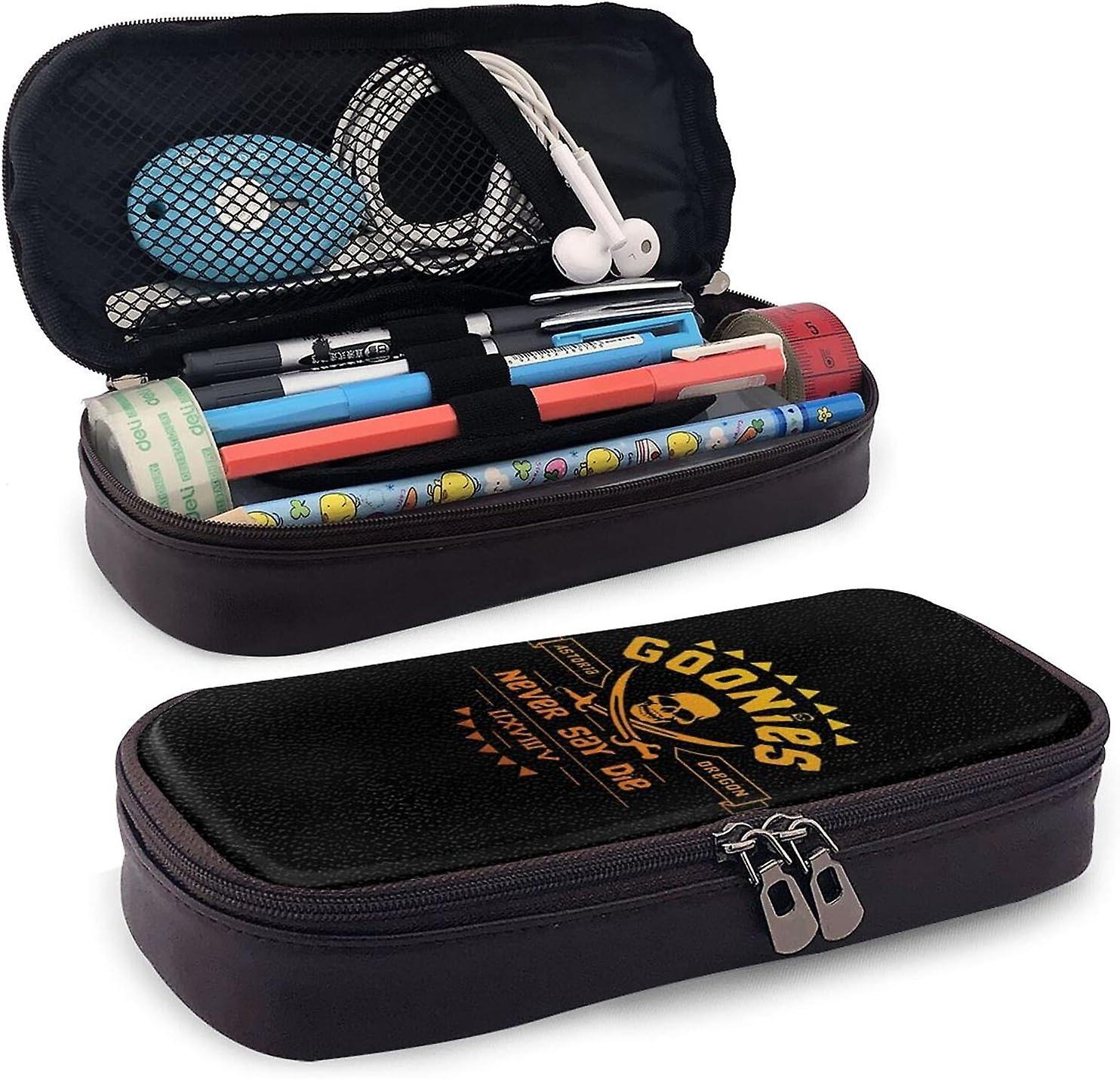 Goonies Never Say Die Leather Pencil Case Big Capacity with Zipper ...