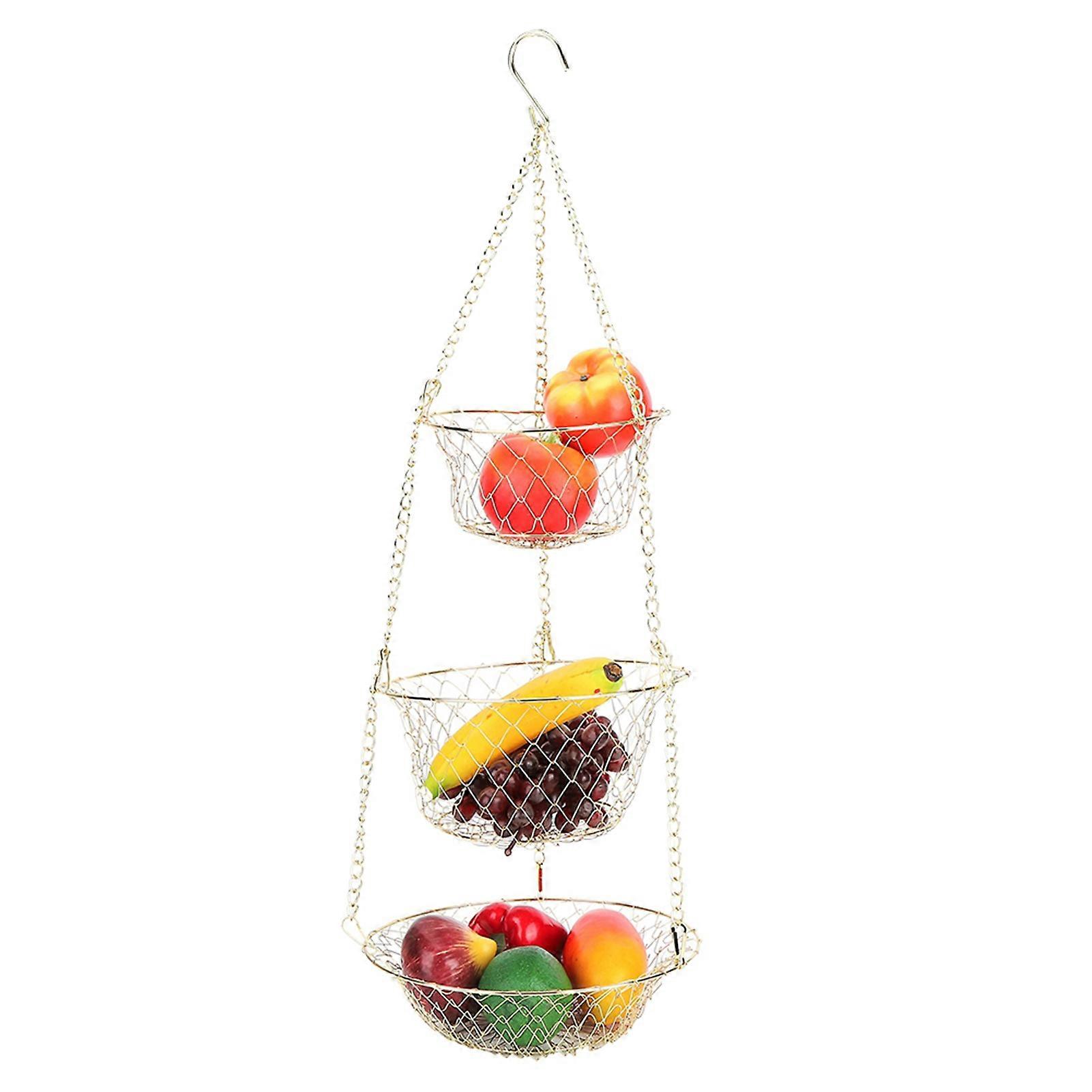 Multifunction 3 Tier Removable Hanging Fruit Baskets Vegetable Storage ...