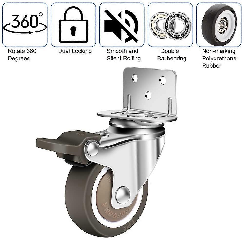 Set Of 4 Swivel Castors 50Mm, 100Kg Furniture Casters, L Type Furniture ...