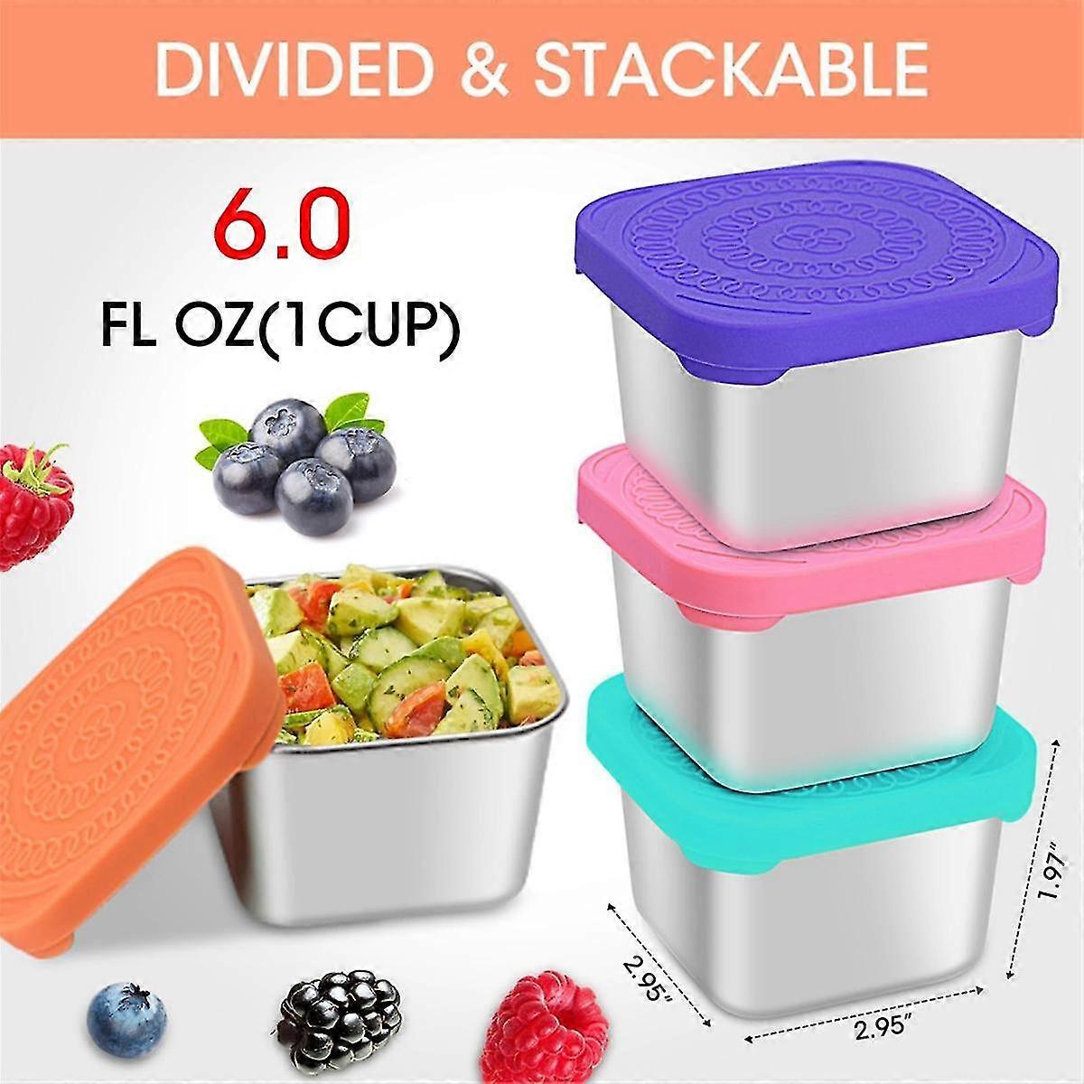 4pack Stainless Steel Snack Containers For Kids, Leak-proof Metal Food ...