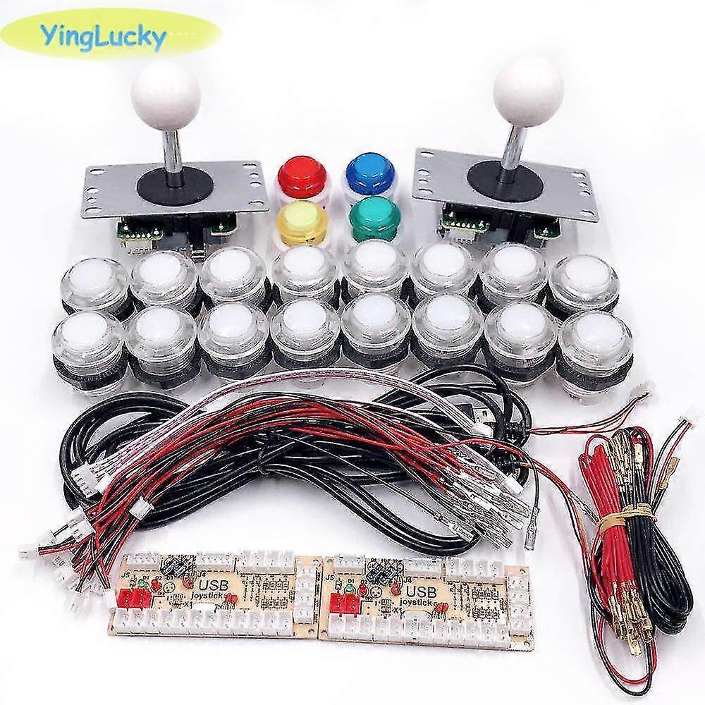 2 players joystick arcade diy kit led parts button + joysticks + usb ...