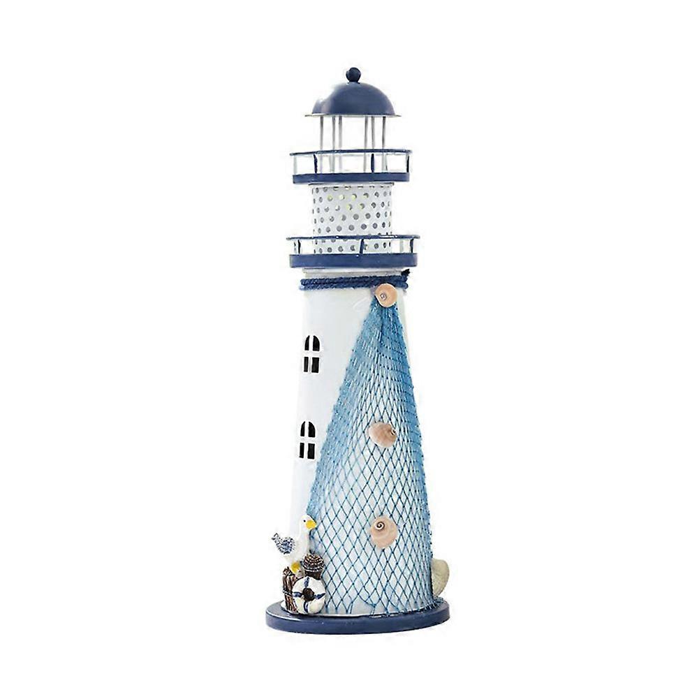 Mediterranean Style Iron Lighthouse Figurine Nostalgic Ocean Anchor ...