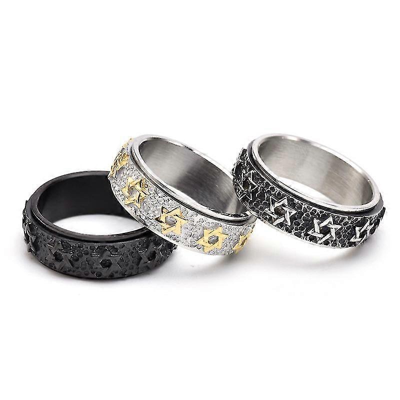 Tilbehør Retro Trend Håndpynt Titanium Stål Mode Seks-monteret Star Rotatable Ring Mænds Ancient ...