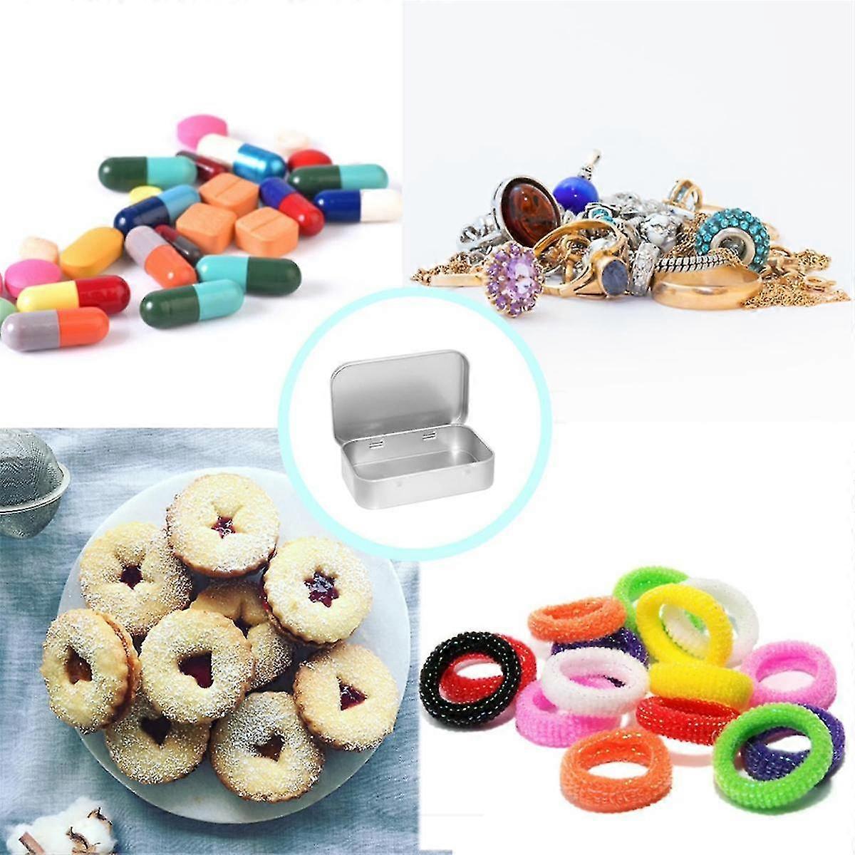 2 PCS Small Storage Box with Lid Rectangular Small Tin Boxes Metal Box ...