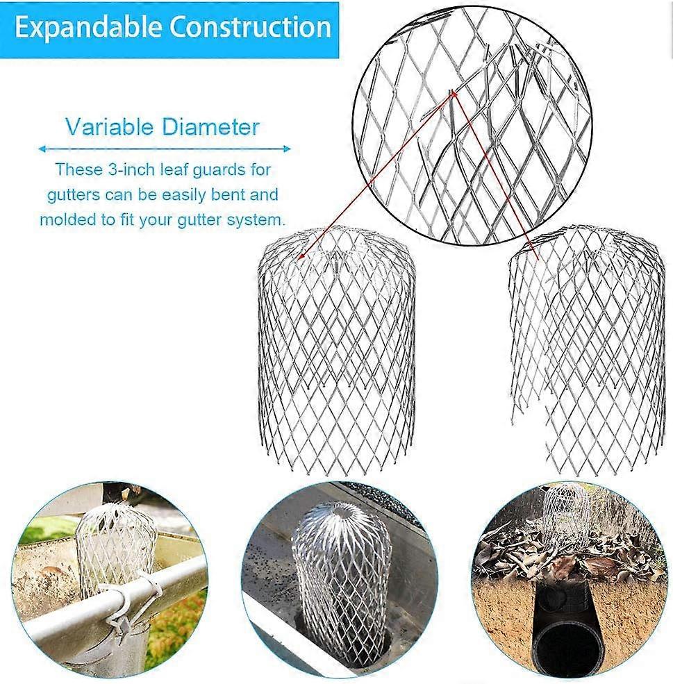 4 Flexible Aluminum Gutter Filters Diameter 8cm Grid Wire Mesh Stop ...