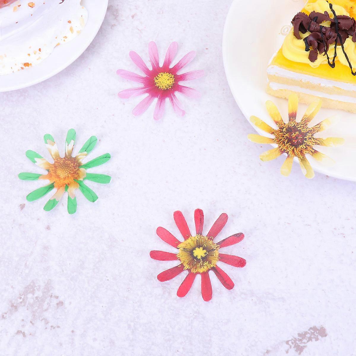 120pcs Edible Rice Paper Flowers Wafer Paper Flower Colorful Cupcake ...