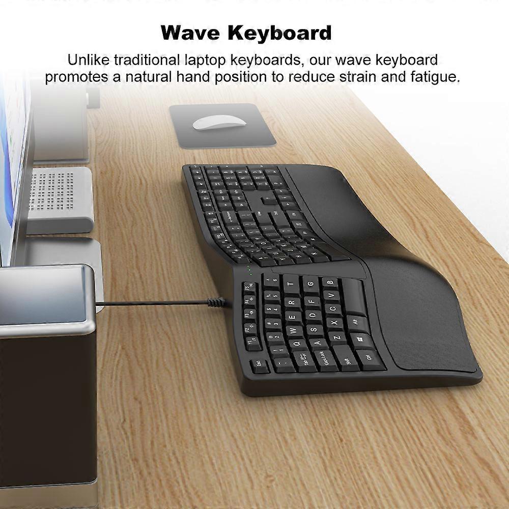 Ergonomic Keyboard Wired Keyboard Arched Keys Soft Rest Full Size ...