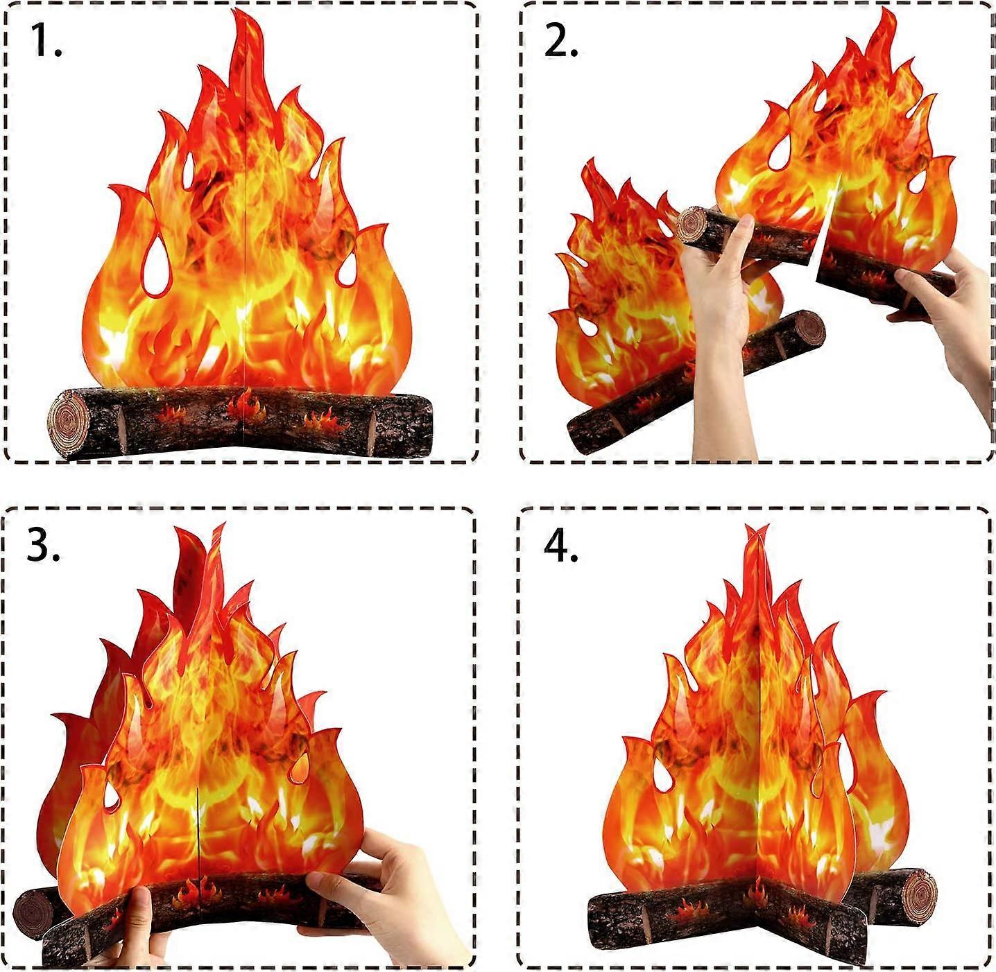 3D Decorative Cardboard Campfire Centerpiece Artificial Fire Fake Flame ...