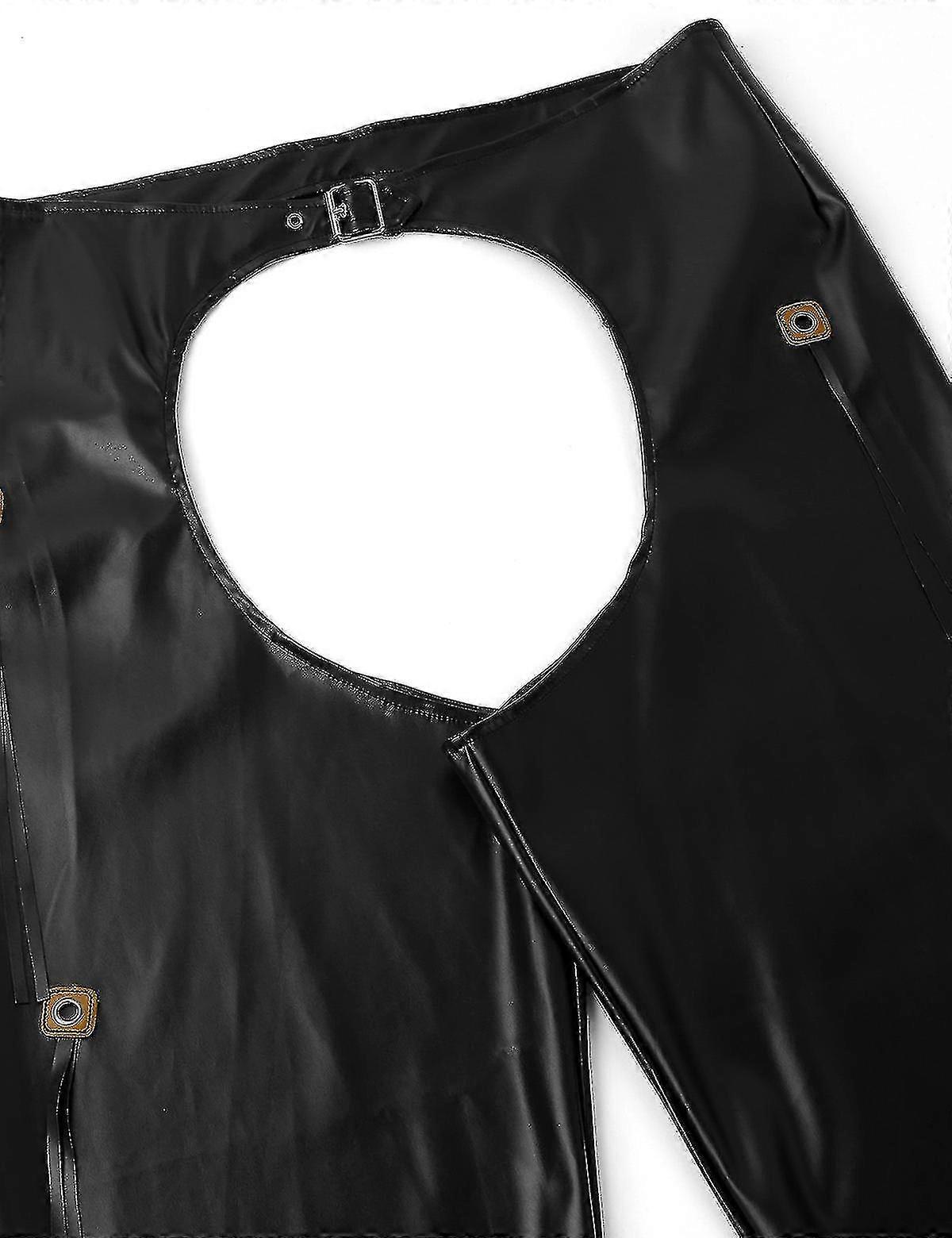 Mens Lingerie Open Crotch Pants West Cowboy Costume Faux Leather ...