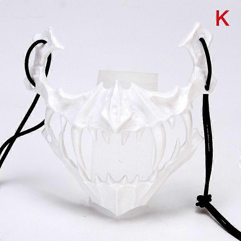 Party Mask Long Teeth Demon Samurai Skeleton Half Face Mask Wolf Dragon ...
