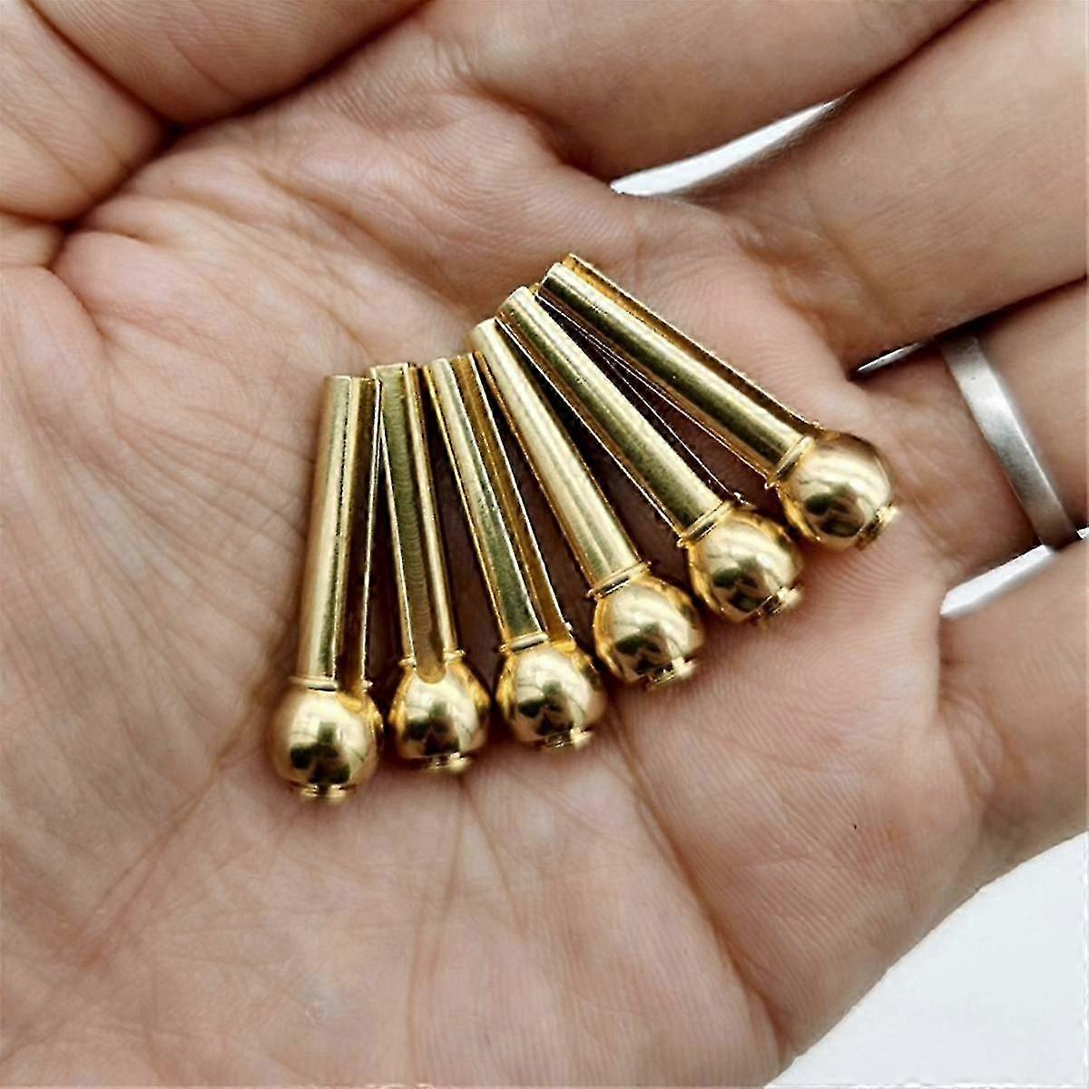 Guitar Bridge Pins Set - 6Pcs Brass Endpin Pegs with Fixed Cone, Bridge ...