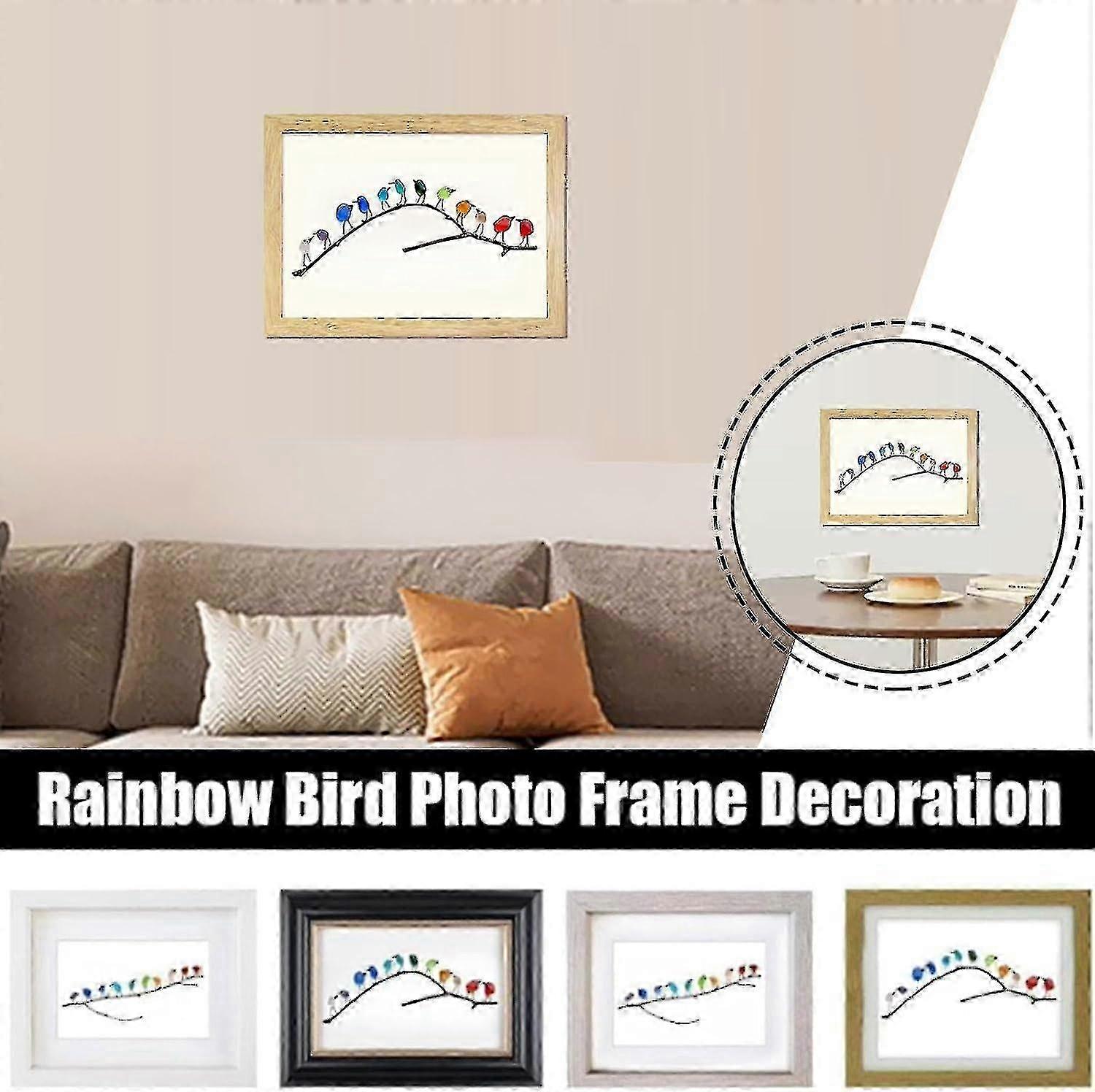 Sea Glass Rainbow Birds, Sea Glass Birds On Branch, Framed Unique ...