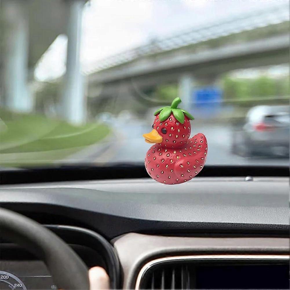 Adorable Resin Strawberry+Grape+Peach Duck Sculpture, Cute Fruit Duck ...