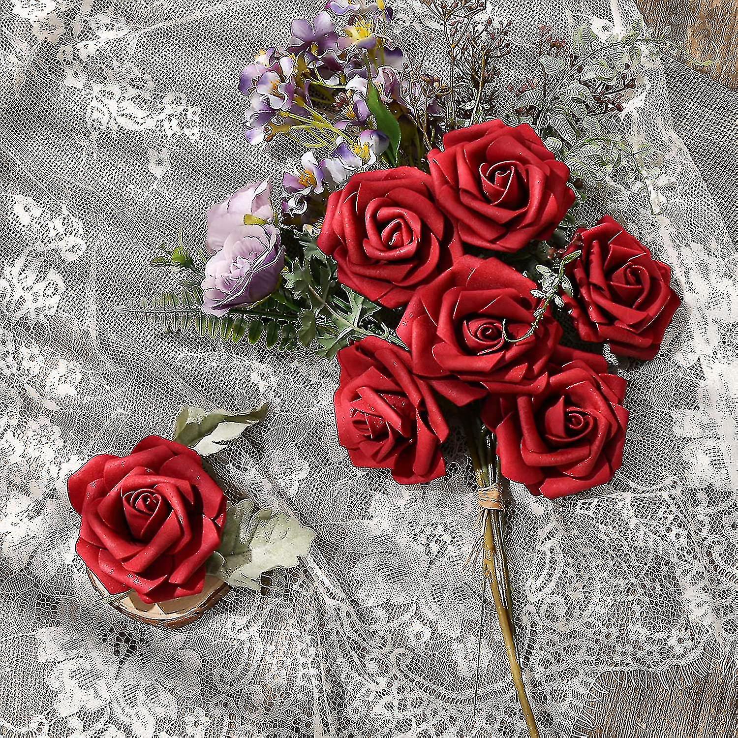 Artificial Roses, 25 Pcs Fake Flowers, Decorative Flowers, Foam Roses ...