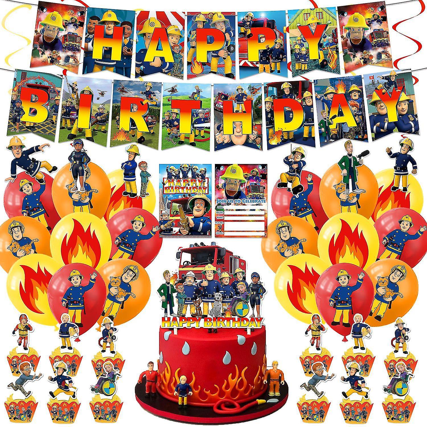 Fireman Sam Themed Birthday Party Decorations Dovetail Pull Tabs Cake ...