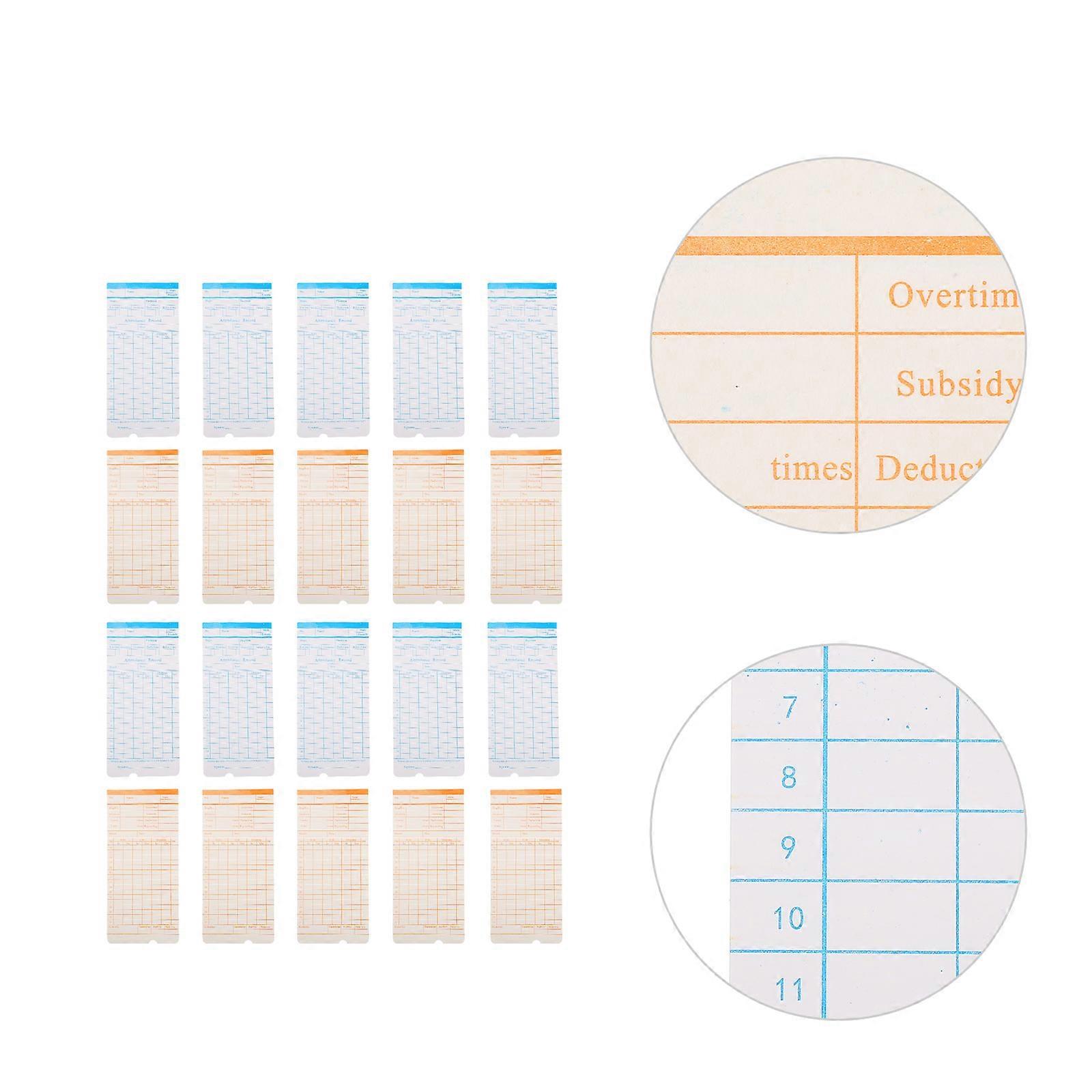100 Sheets of English Time Cards Attendance Time Cards Double-sided ...