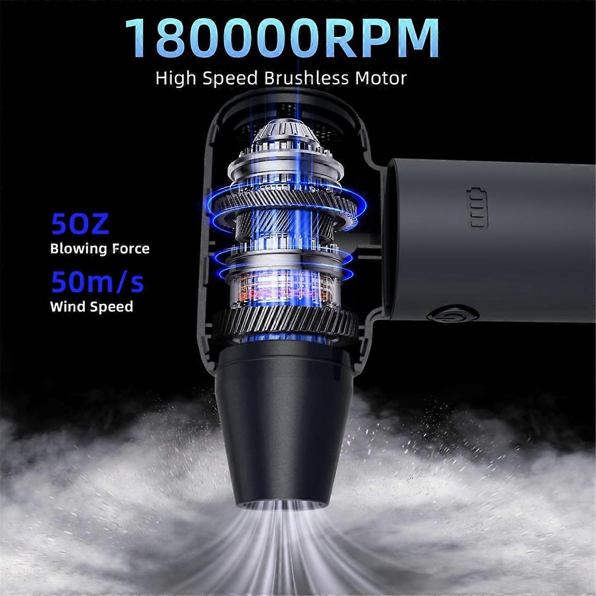 Compressed Air Duster,180000RPM Dryer Blower,3 Gear Portable Electric ...