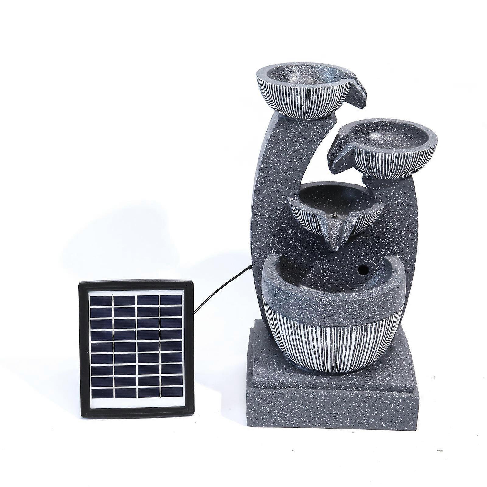 Outdoor Water Fountain Rockery Decoration 4 Cascade Levels Waterfall ...