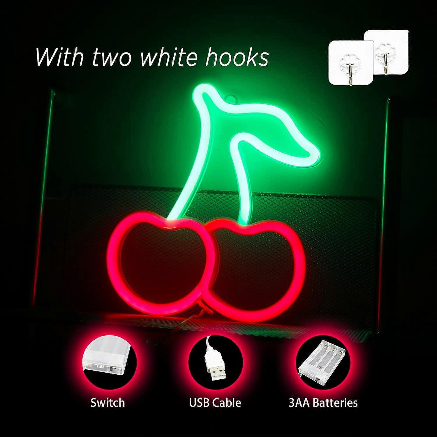 Bedroom Neon Cherry Neon Red Green LED Neon Wall Sign Kids Fruit Neon ...