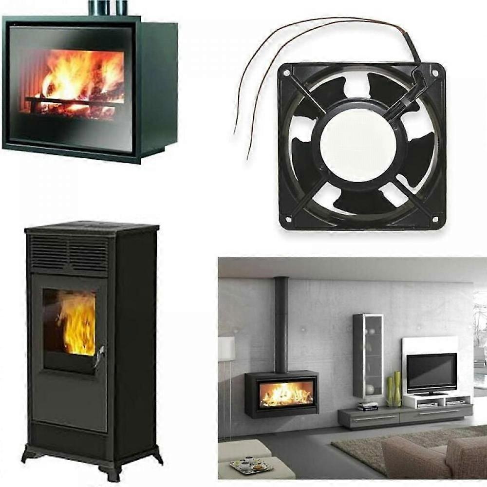 Axial fan for fireplace box Insertable High temperature Metal blades Silent Universal 120 x 120 ...