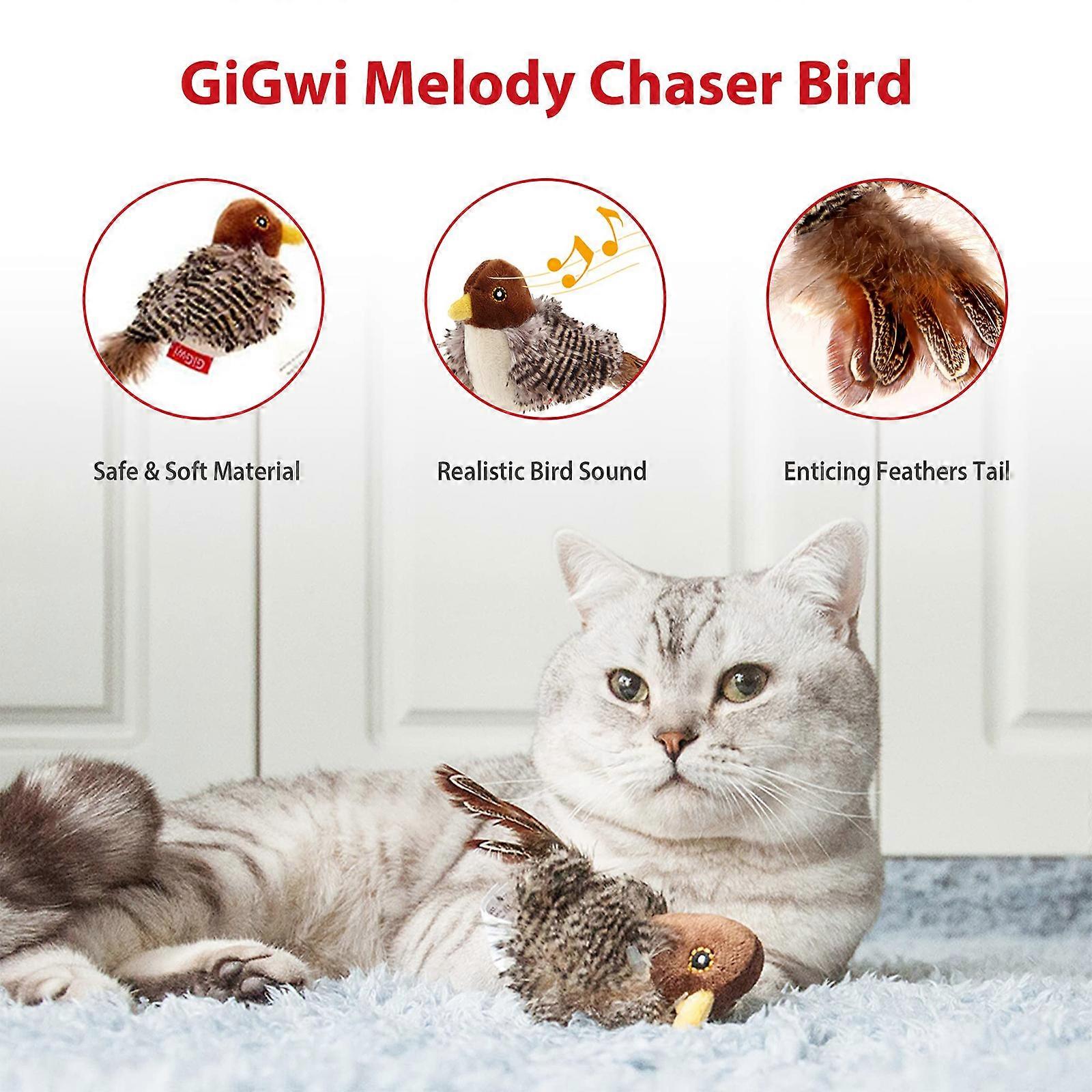 Flapping Bird Sparrow Cat Toy Lifelike Chirping Sounds Touch-Activated ...