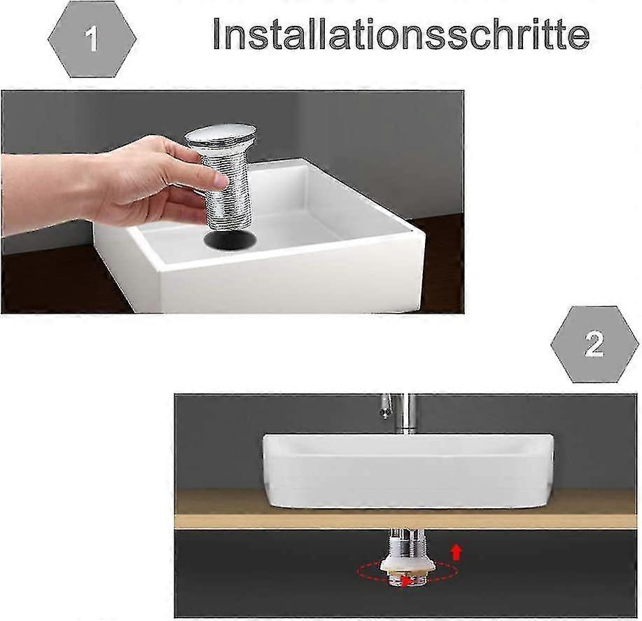 Automatic Pop Up Drain Without Overflow Push Open Waste Drain For ...