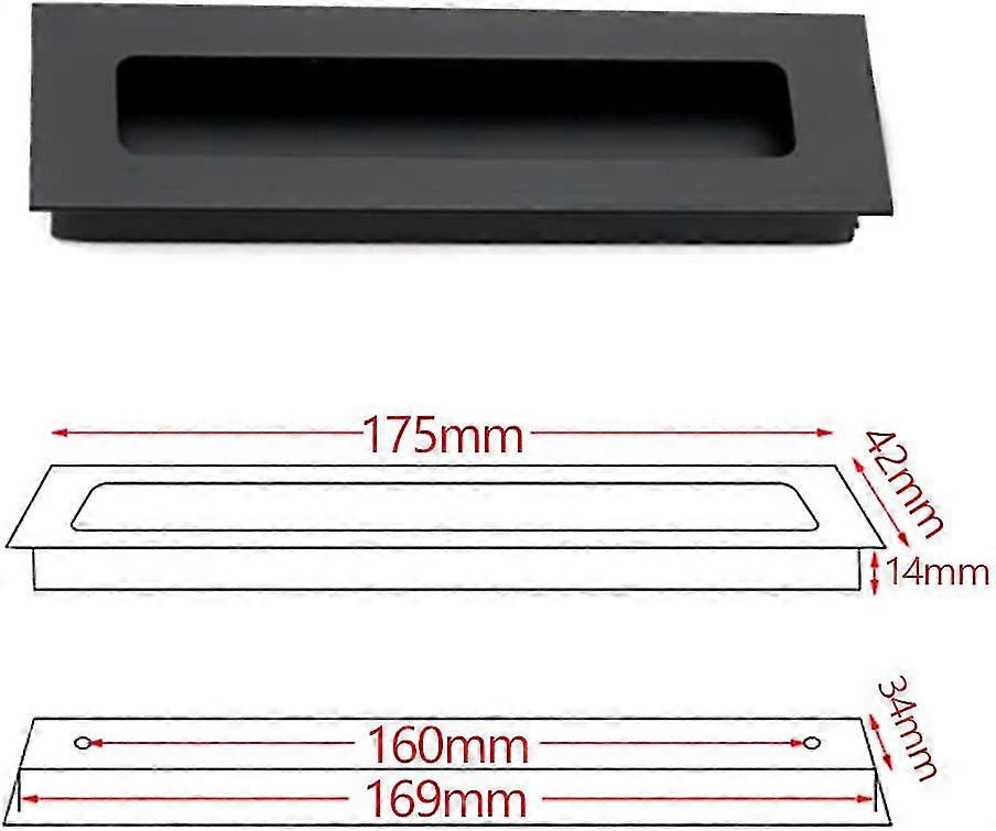 2 Pieces Black Sliding Door Handle Furniture Handle Invisible Door ...