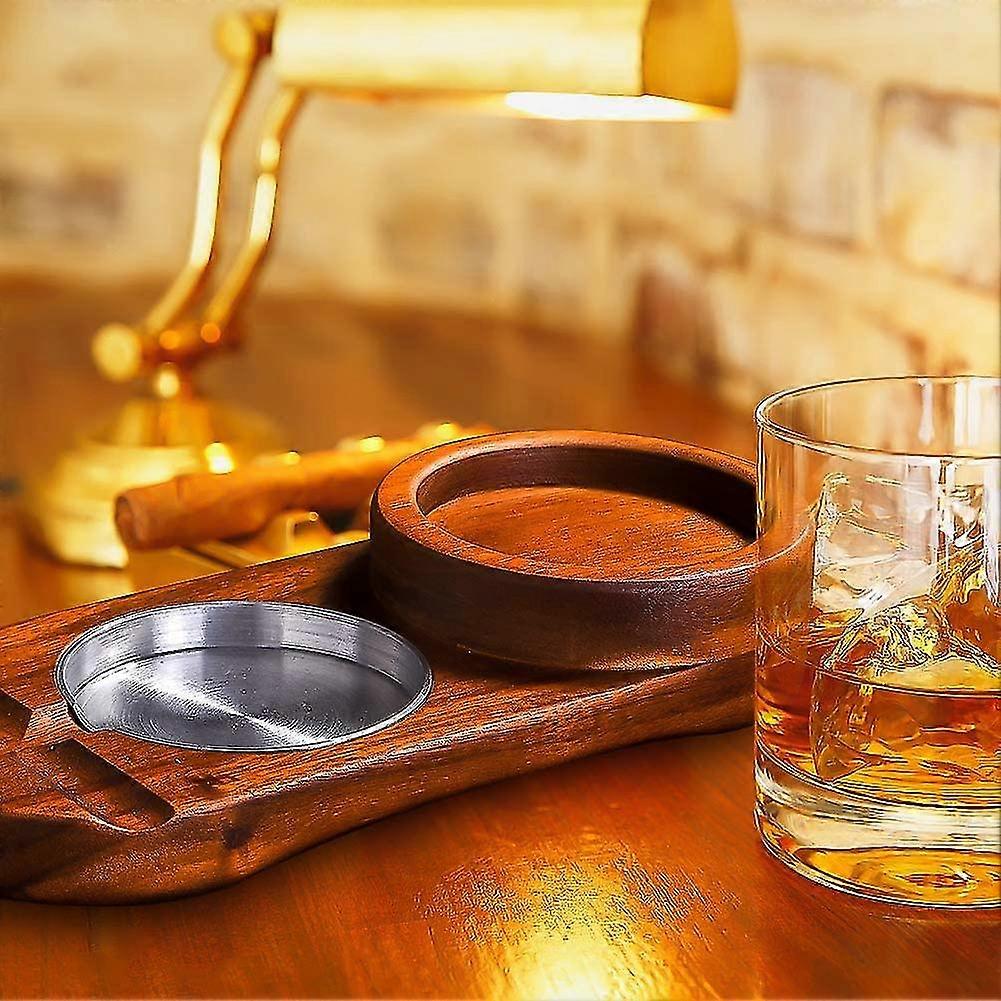 Cigar Ashtray Coaster/whiskey Glass Tray And Cigar Holder, Wooden Cigar ...