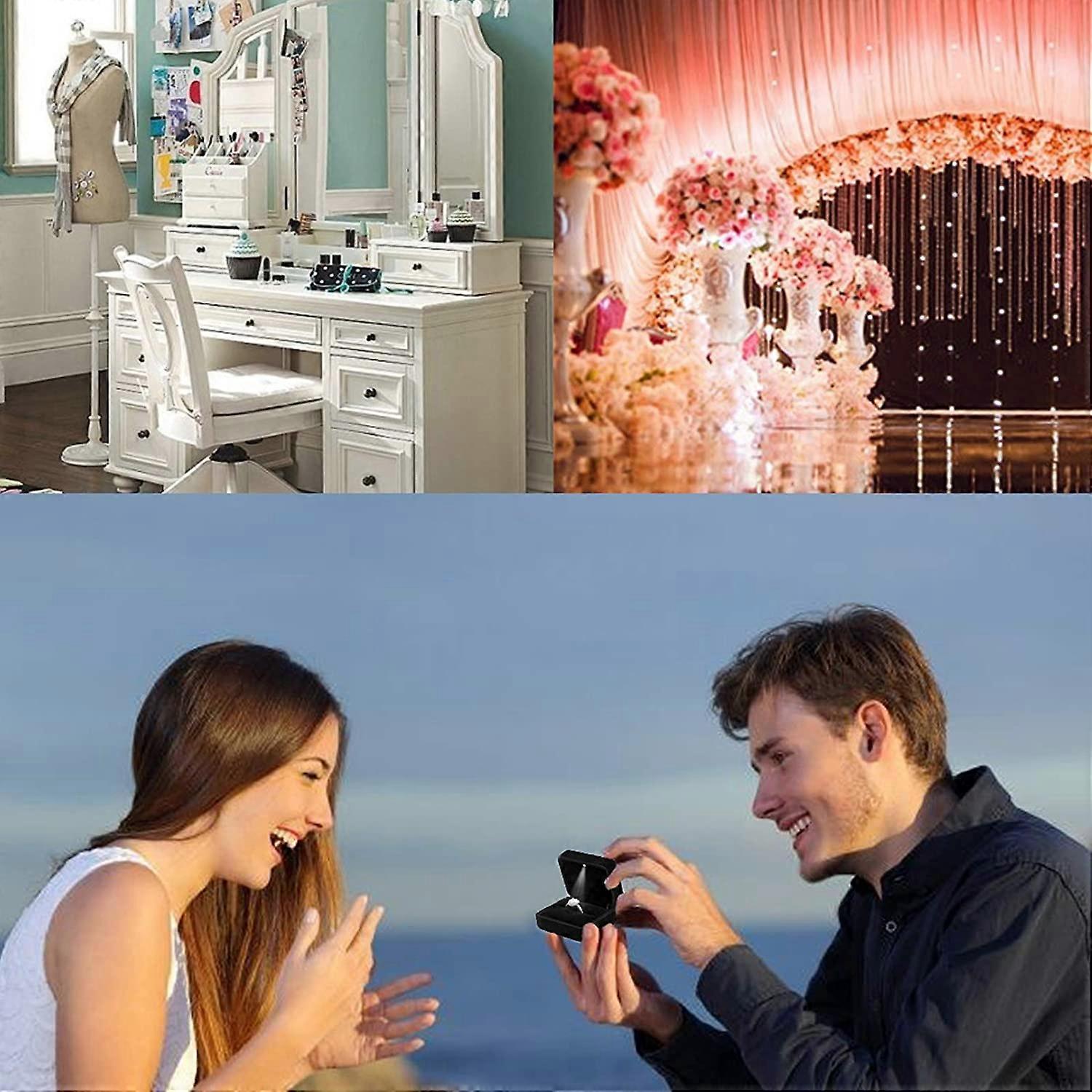 Velvet Ring Box with LED Light Ring Box for Wedding, Proposal ...