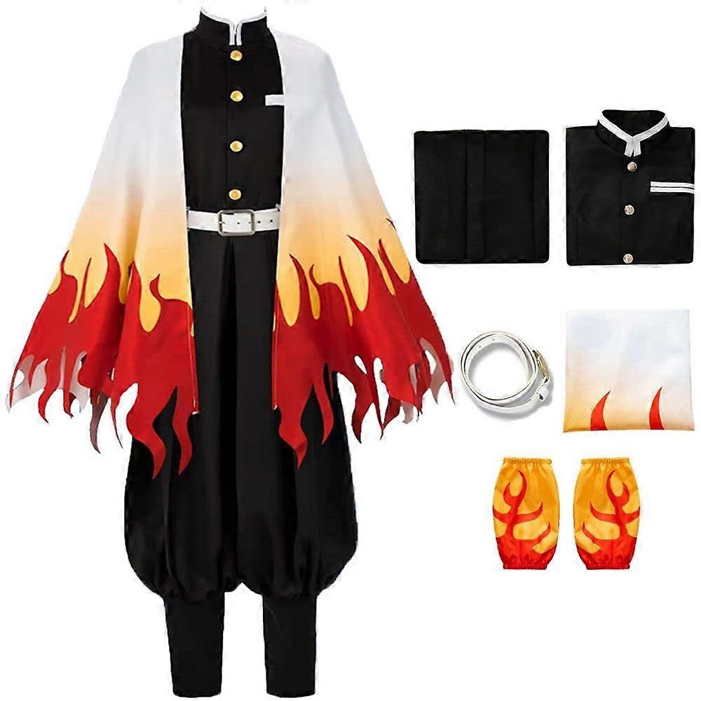 Rengoku Kyoujurou Cosplay Costume Party Kimono Cape Outfit With Wig and ...