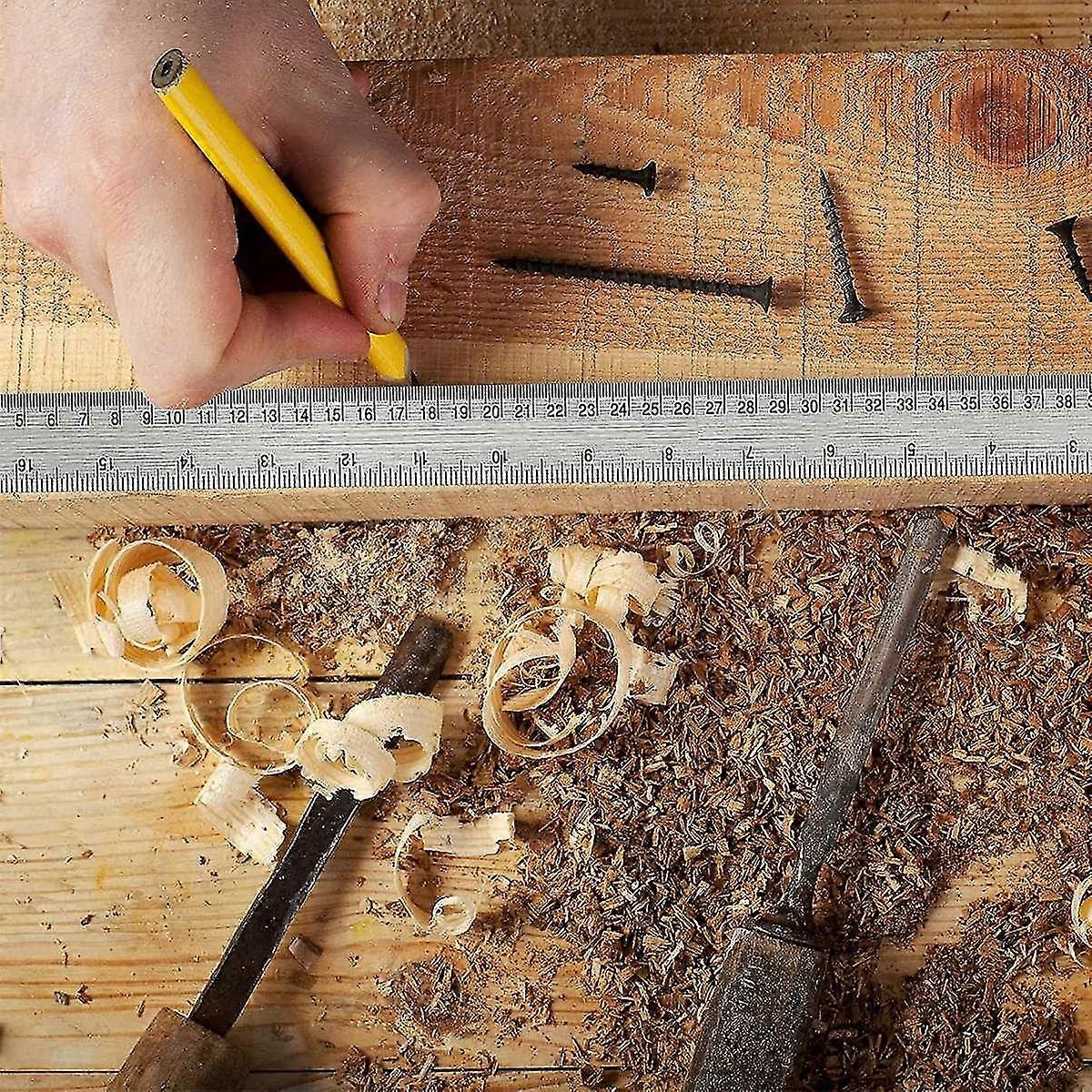 Metal Ruler with Cork Backing:(12+18 Inch) Stainless Steel Ruler Non ...