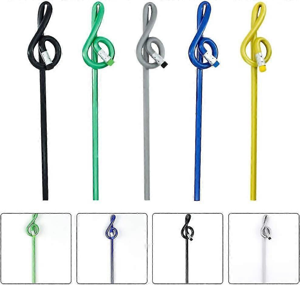6 pcs Music Pencils Musical Notes Pens Music Treble Clef Bent Pencil ...