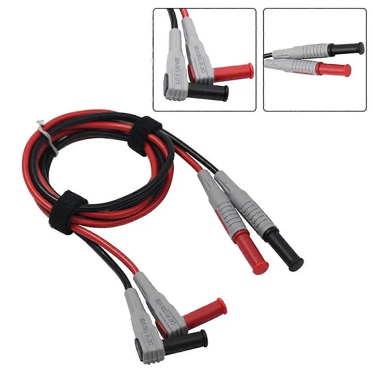 2Pcs Multimeter Test Cable Banana Plug 90 Degree to Straight Test ...