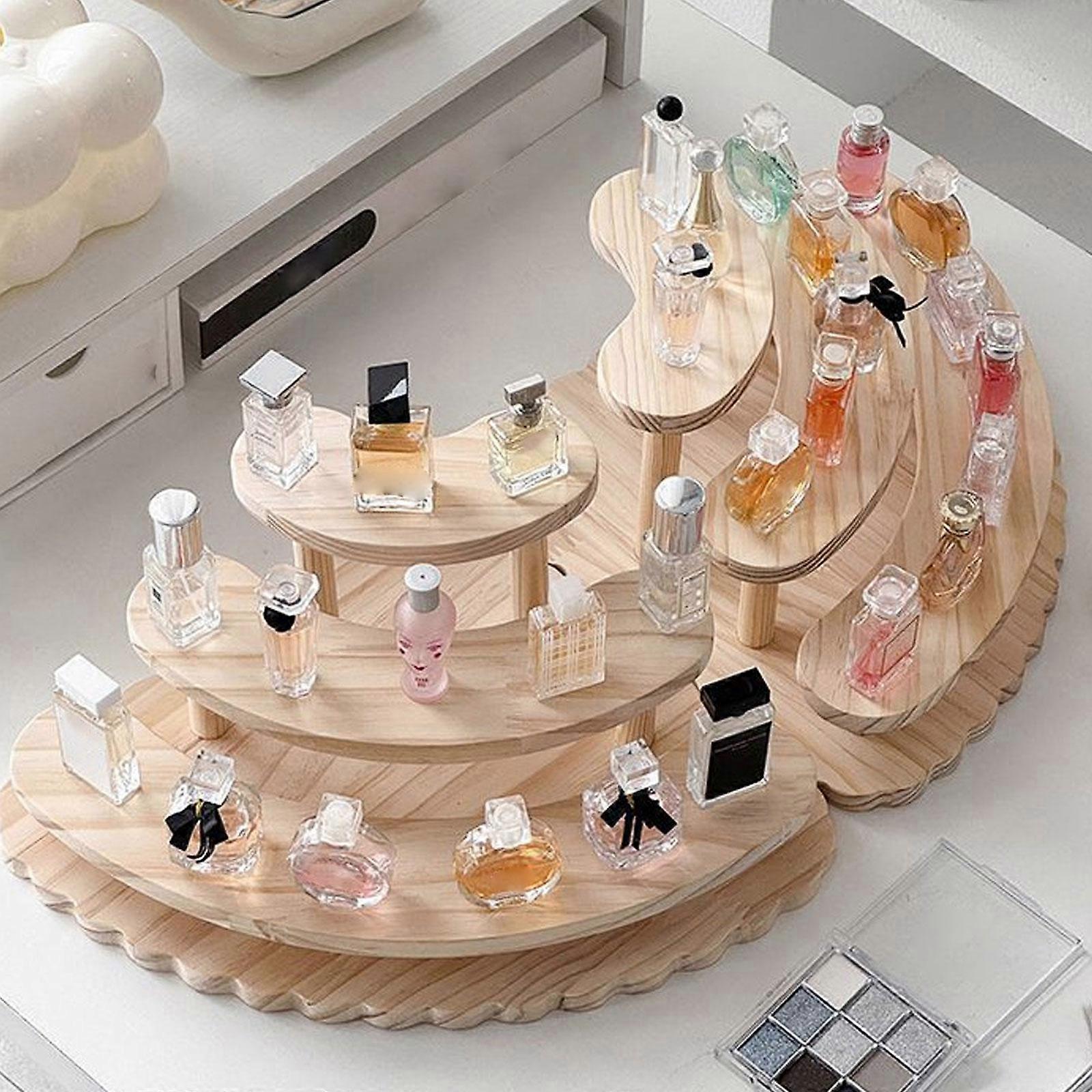 Wood Display Riser Stand 3 Tiered Figures Display Stand for Cosmetic ...