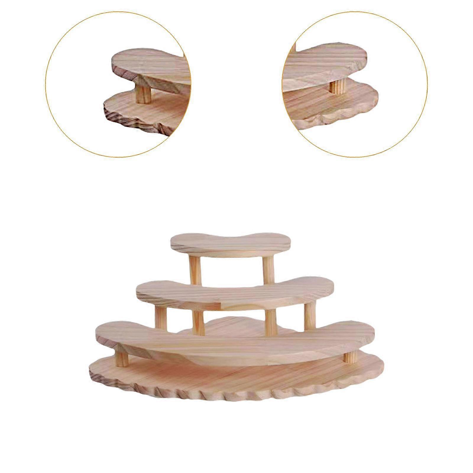 Wood Display Riser Stand 3 Tiered Figures Display Stand for Cosmetic ...