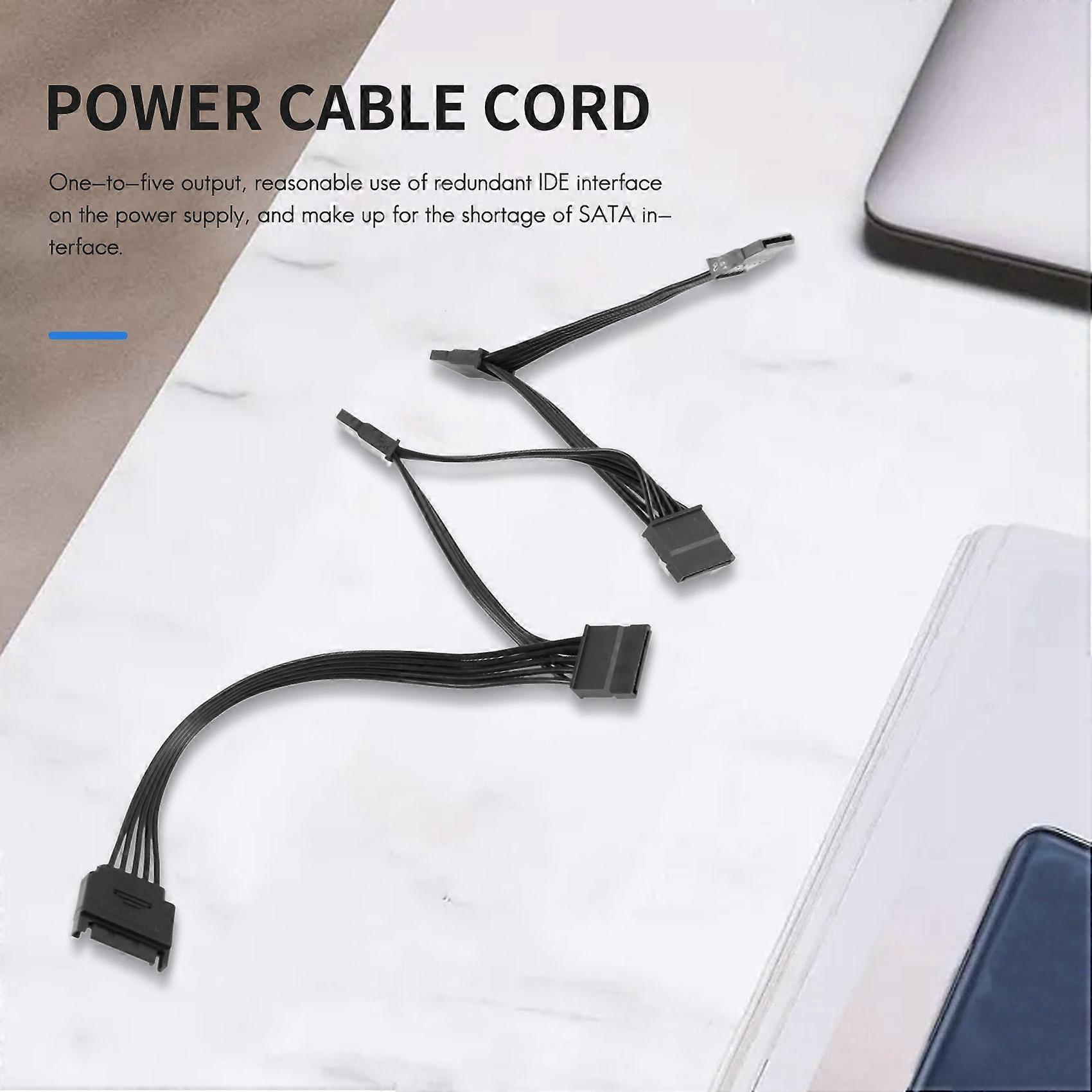 15 Pin SATA Power Extension Hard Drive Cable 1 Male to 5 Female Power ...