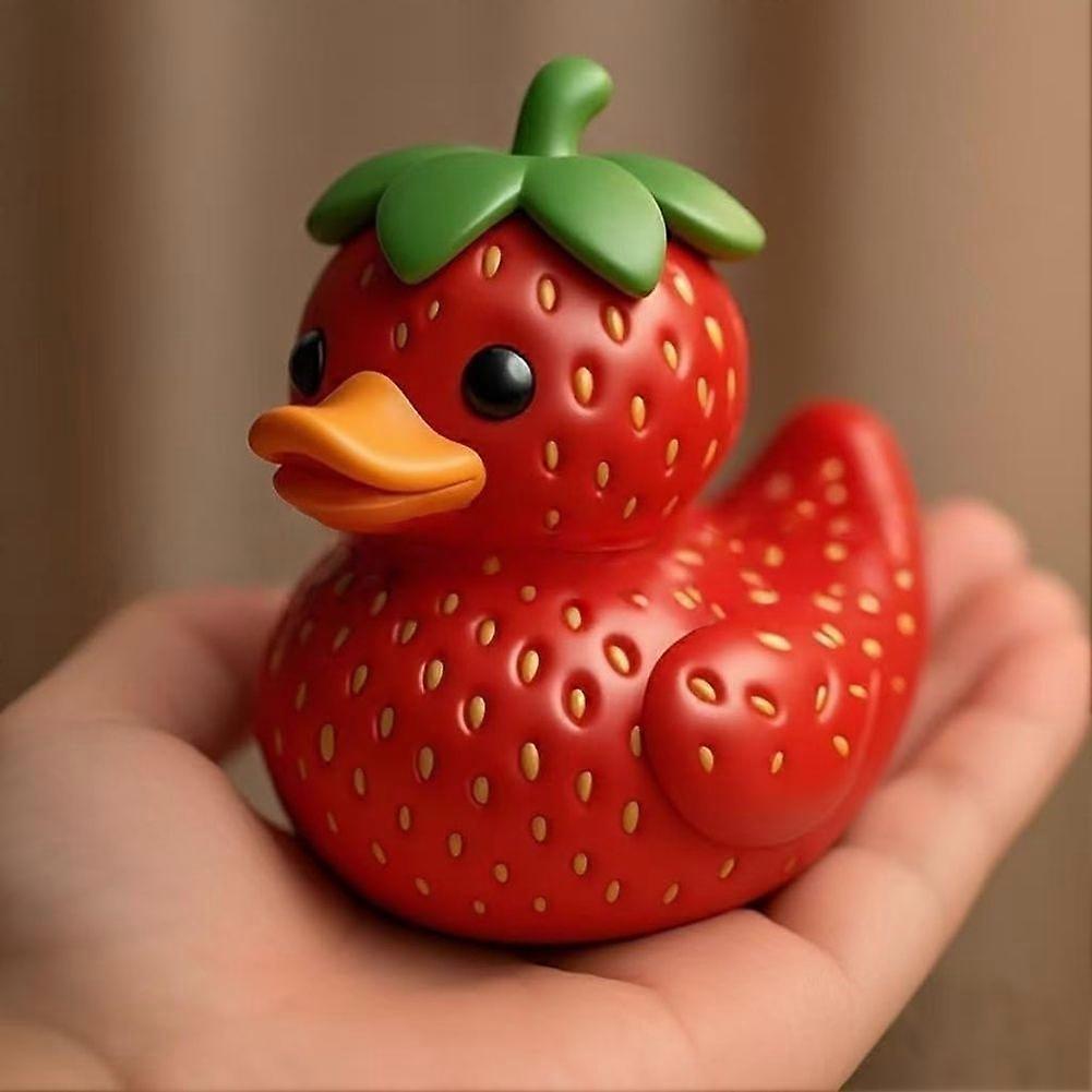 Adorable Resin Strawberry+Grape+Peach Duck Sculpture, Cute Fruit Duck ...