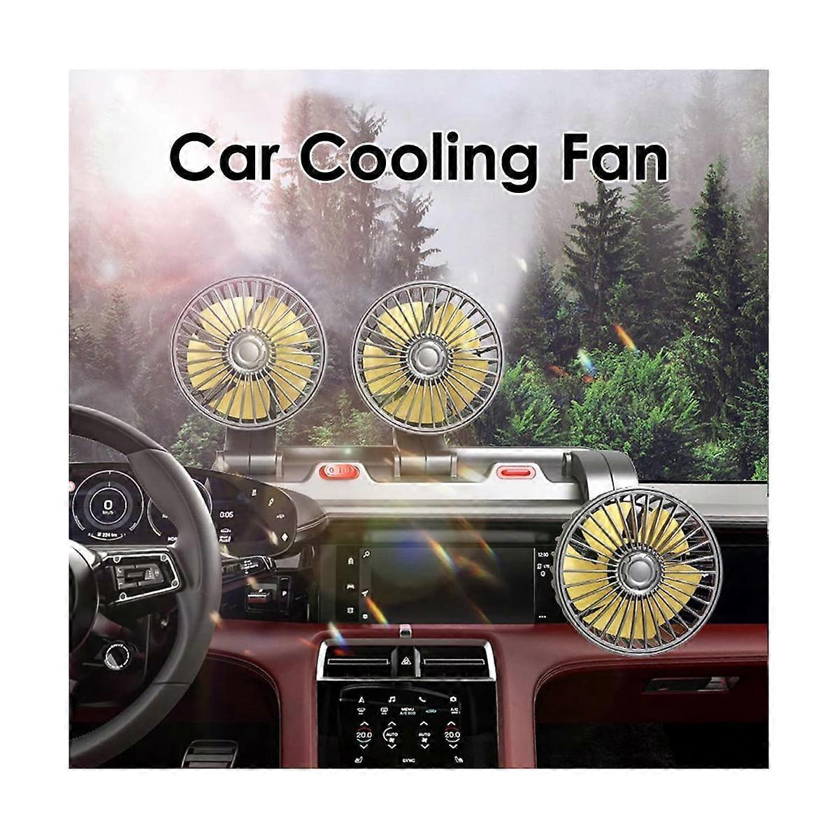 Fan for Car Three-Head Fan for SUVs USB Cooling Air Small Personal Fan ...