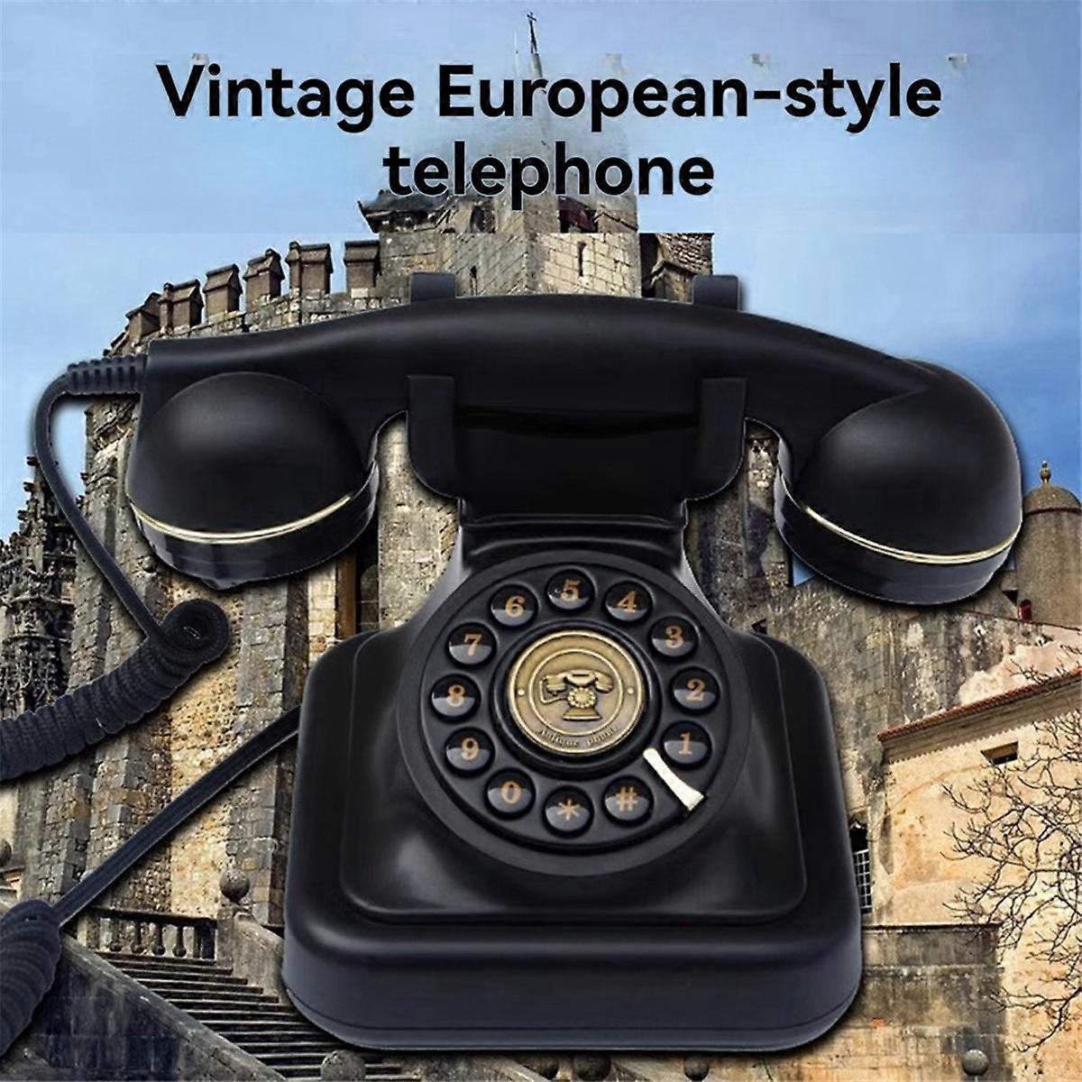Retro Style Wired Dial Telephone Plug-in Home Fixed Landline Antique ...